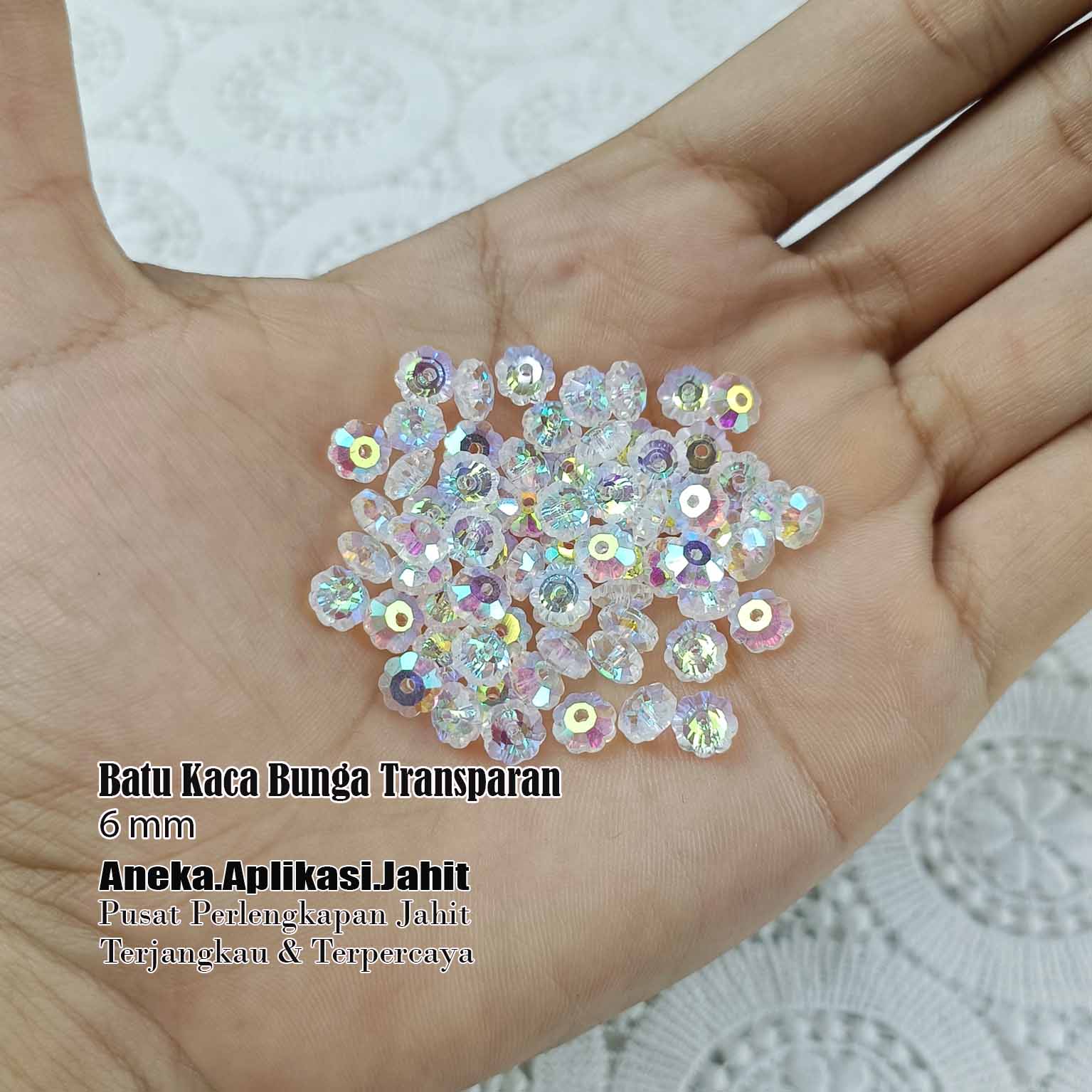 100 BIJI BATU KACA PELANGI BUNGA TRANSPARAN | Lazada Indonesia