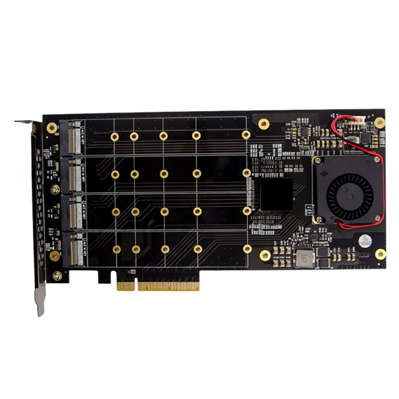 PLX8724 PCIE X8 4พอร์ต M.2 KEY M NVMe SSD RAID Riser Card สำหรับแล็ปท็ ...