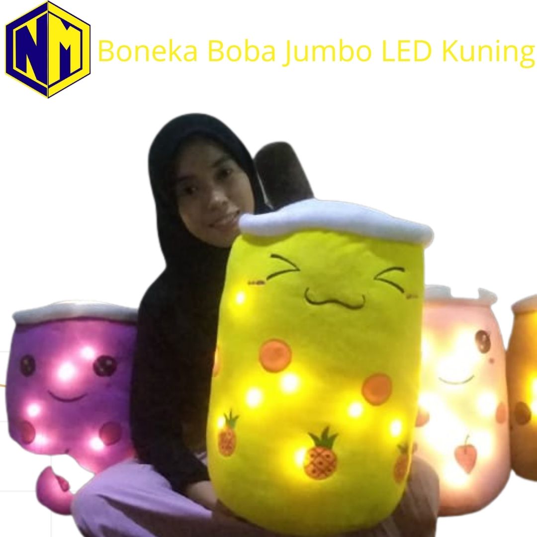 Boneka Boba LED Bantal Boba LED sebesar Galon SNI Boneka Boba Milk Tea ...