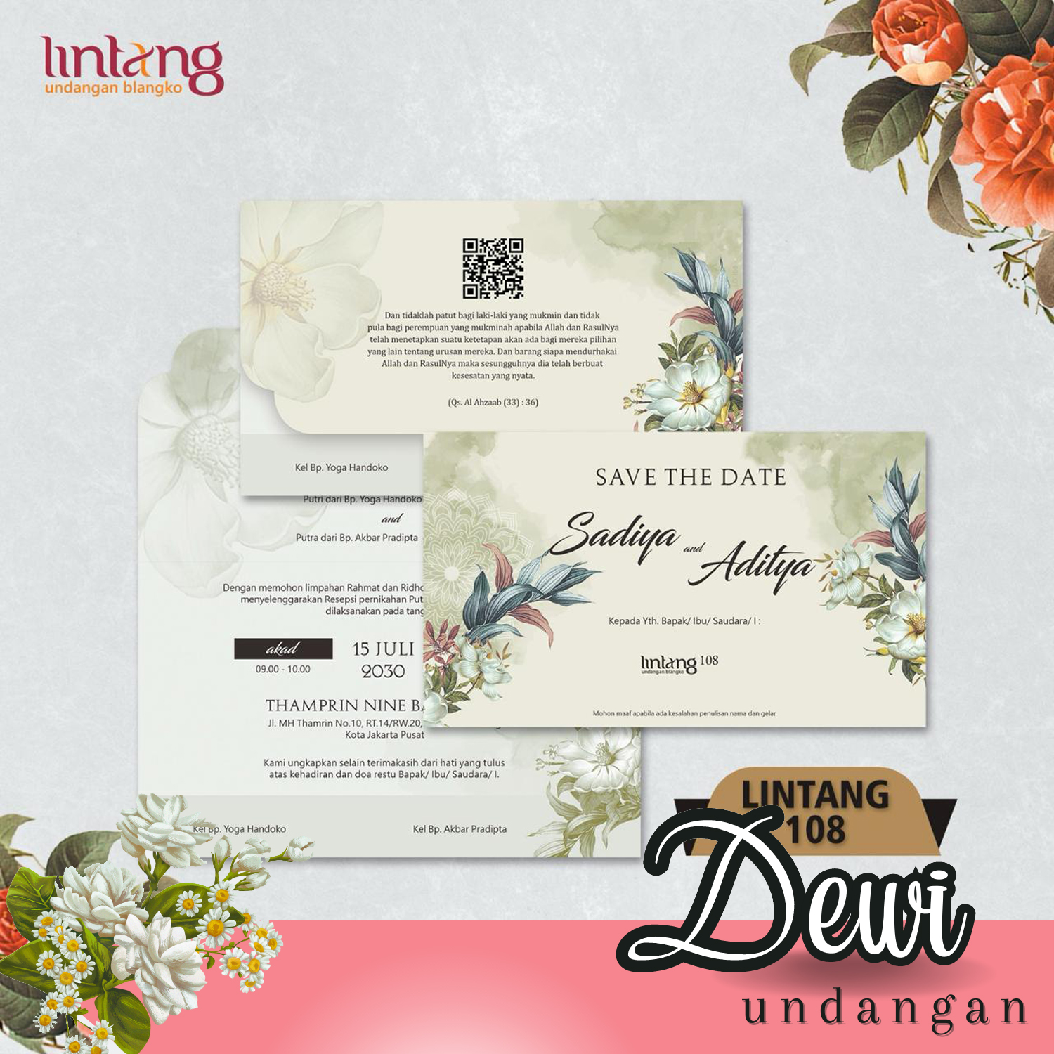 Blangko Undangan Nikah atau Kertas Undangan Pernikahan Lintang 108 Isi 100 Pcs Bahan BC Harga ...