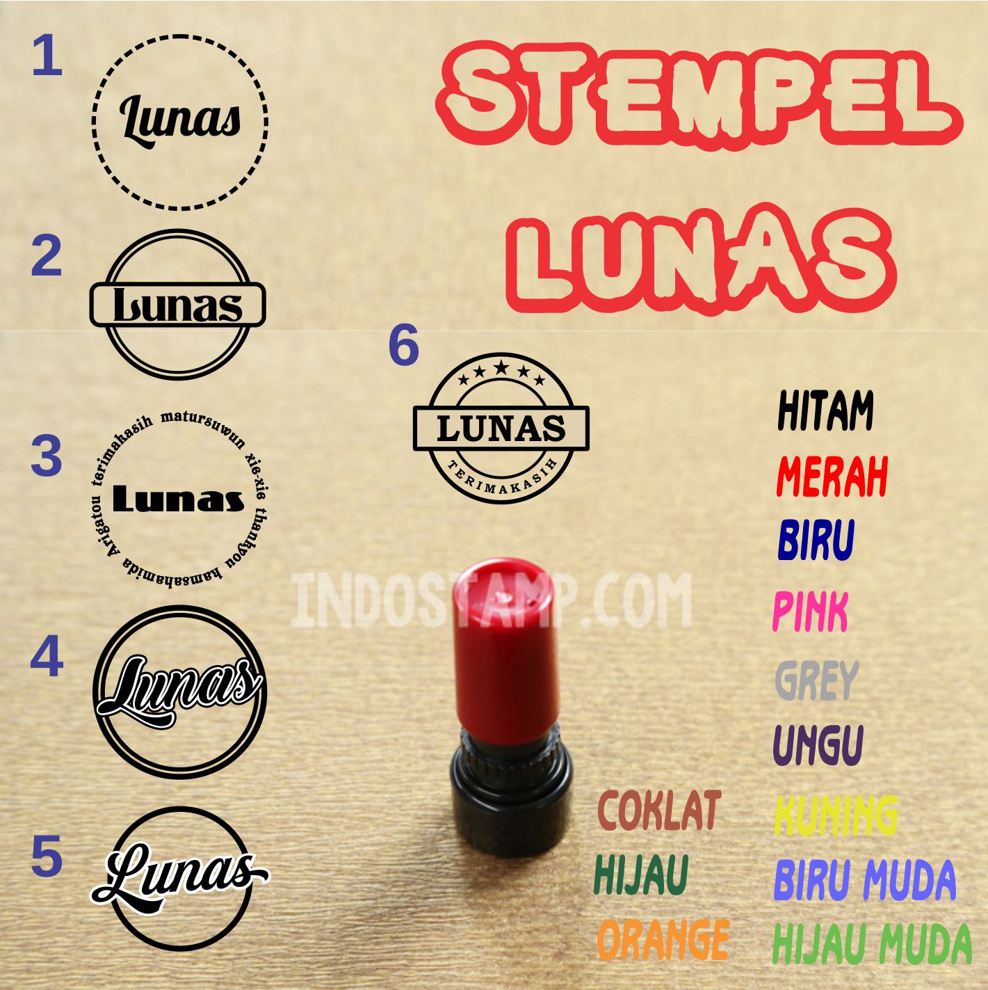 STEMPEL LUNAS 35mm toko kantor perusahaan otomatis flash stamp bulat ...