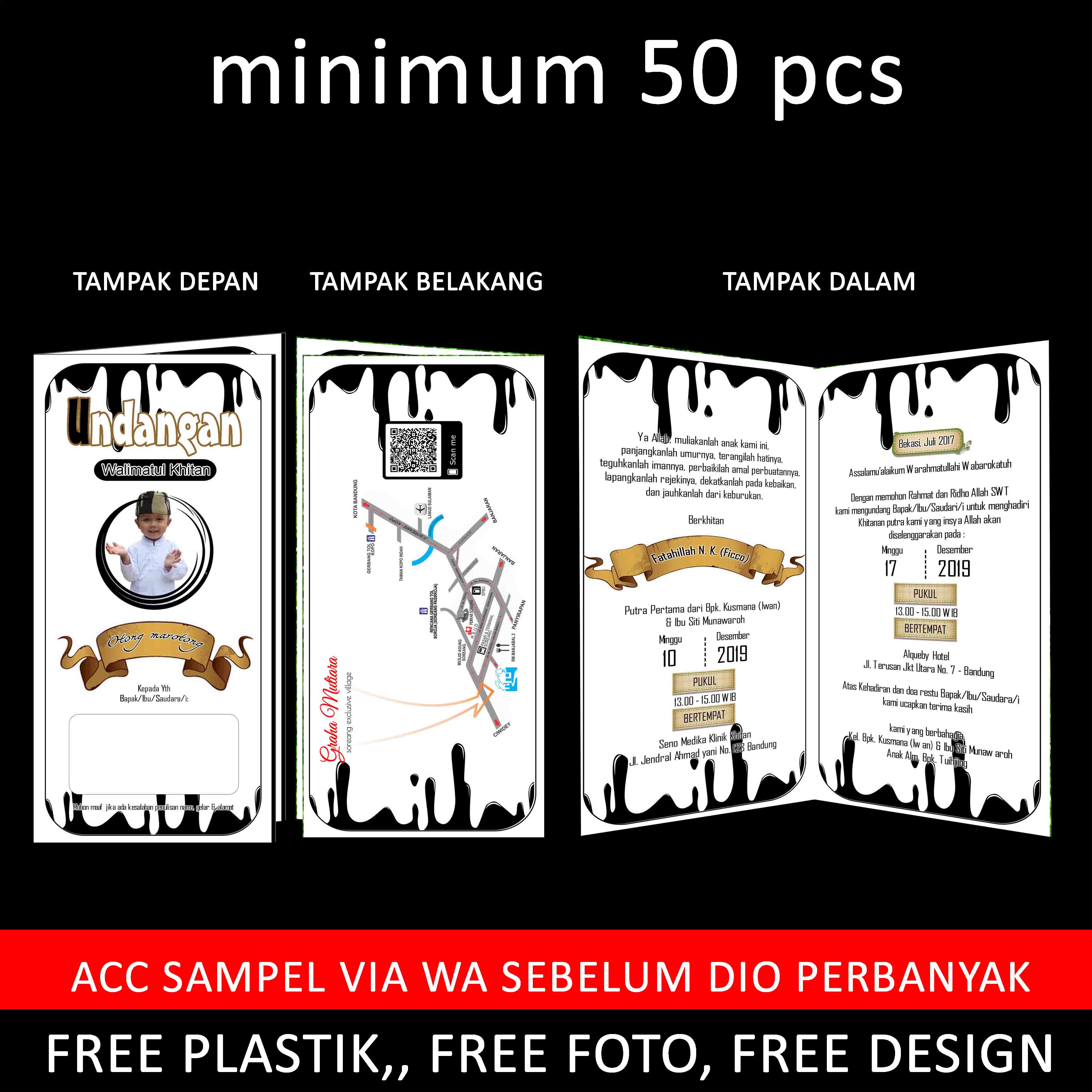 cetak PRINT undangan sunat khitanan USKT minimum order 50pcs free ...