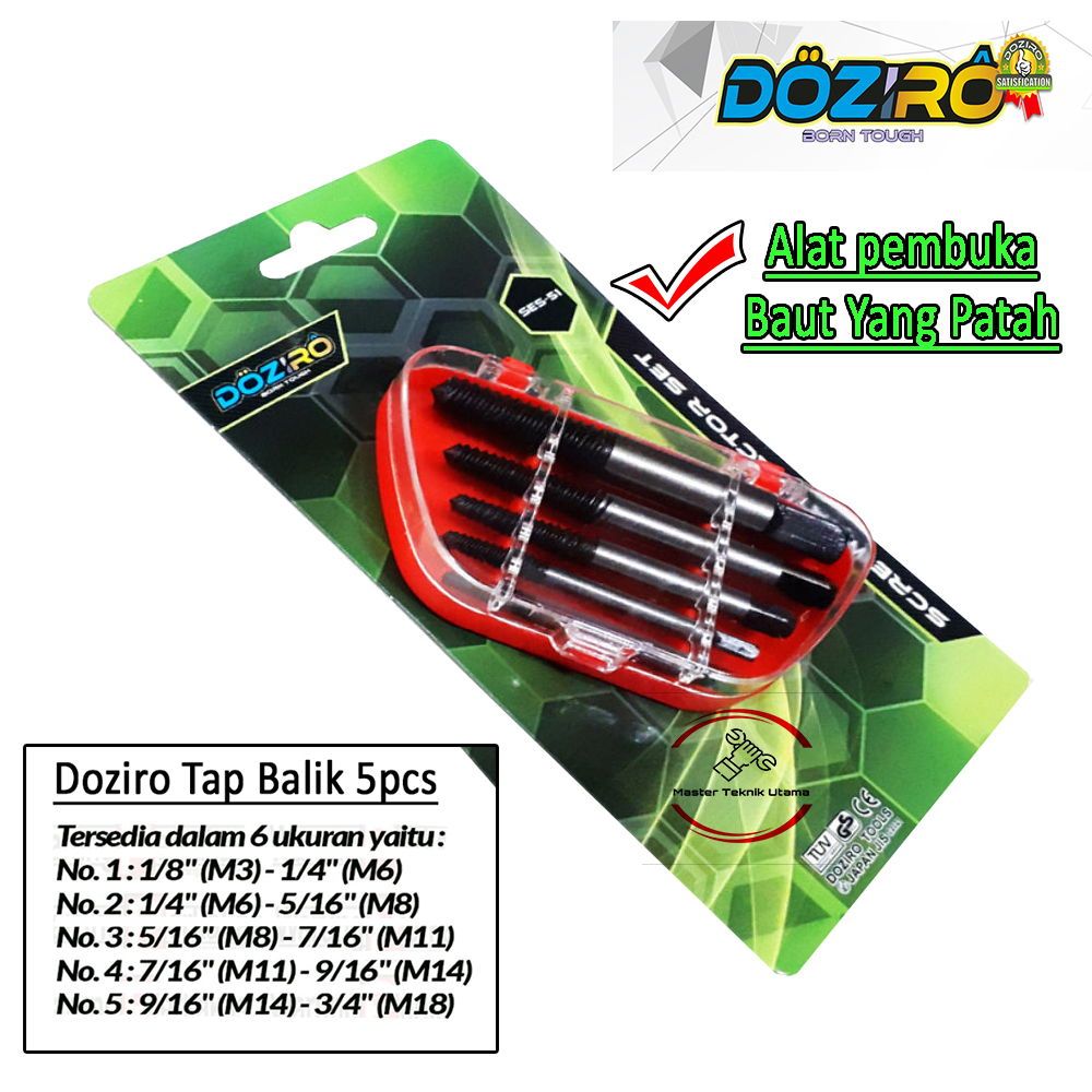 Doziro Alat Pembuka Baut yang patah Screw Extractor Hand Tab Balik Mata ...