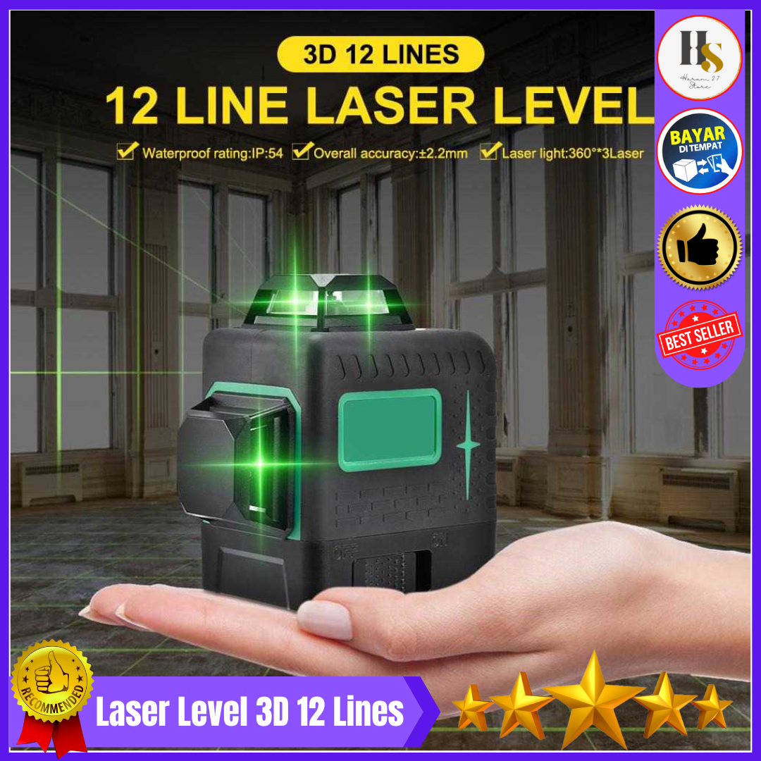 PROMO VAHIGCY Mesin Laser Level Self Leveling Laser 3D 12 Line High ...