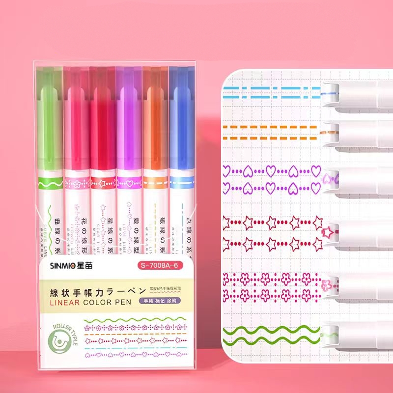 VOOVA Flower Shaped Outline Pen Curve Pen Marker Pen Cepat Kering ...