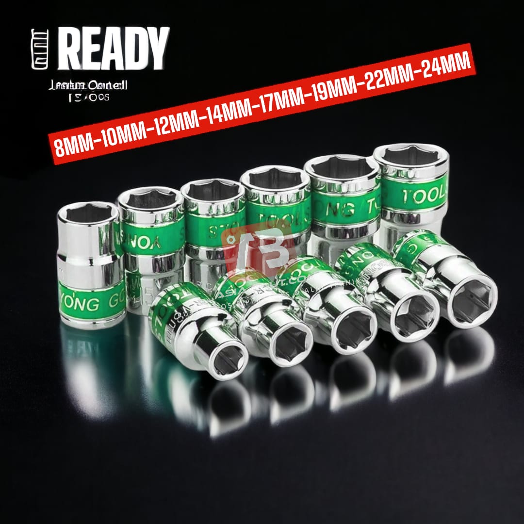 YUKIDO Mata Sock 8 - 32 mm Mata Kunci Sock 1/2" 6pt Chrome Vanadium Alat Perkakas Mata Kunci Sok ...