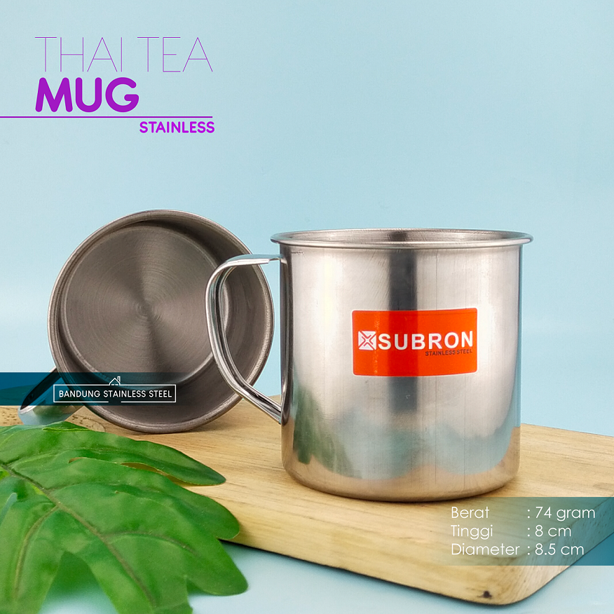 Thai tea Muk mug cangkir 8cm gelas stainless steel tebal murah elegan ...