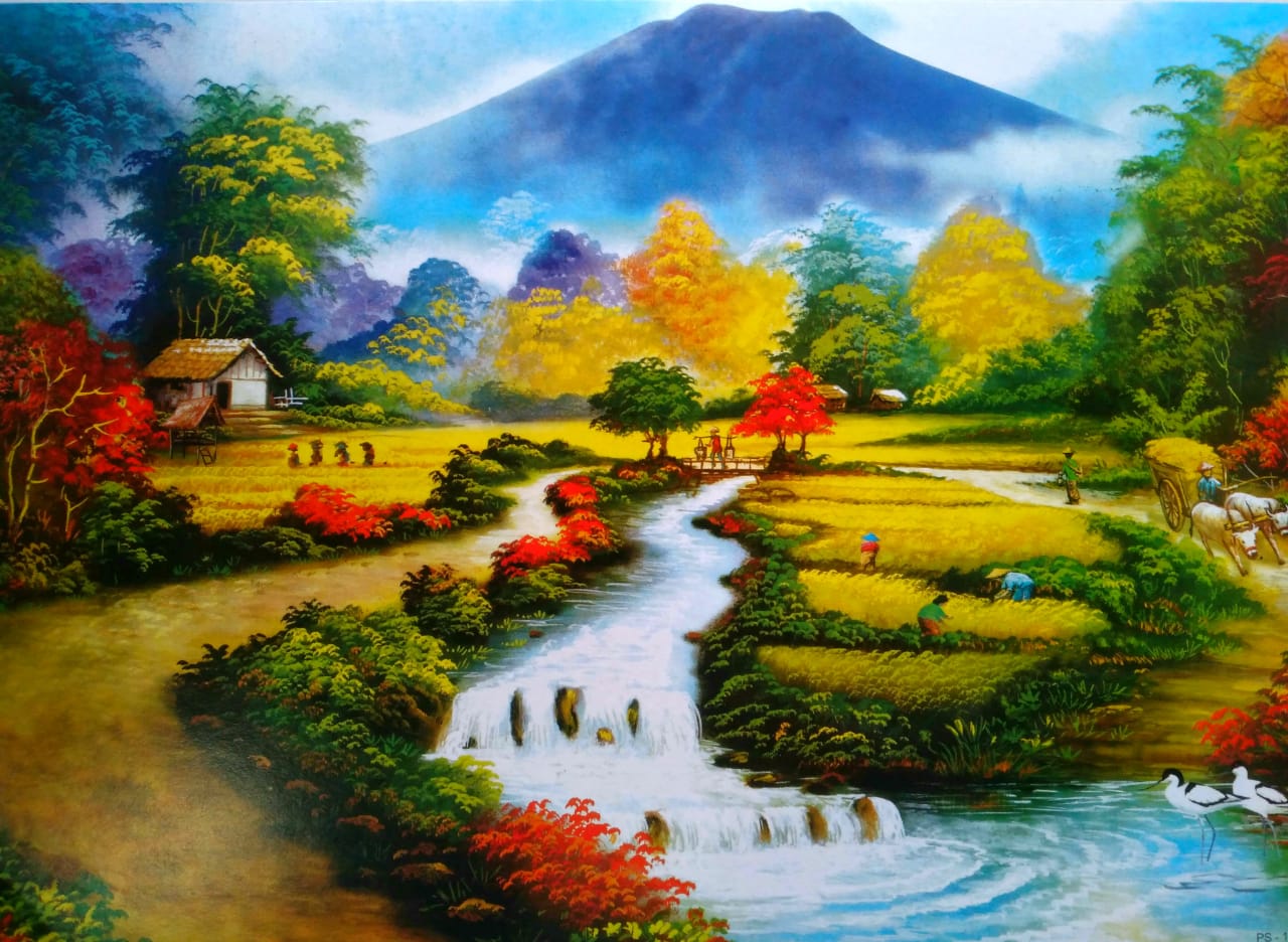 Poster edukasi pemandangan gunung dan sungai | Lazada Indonesia