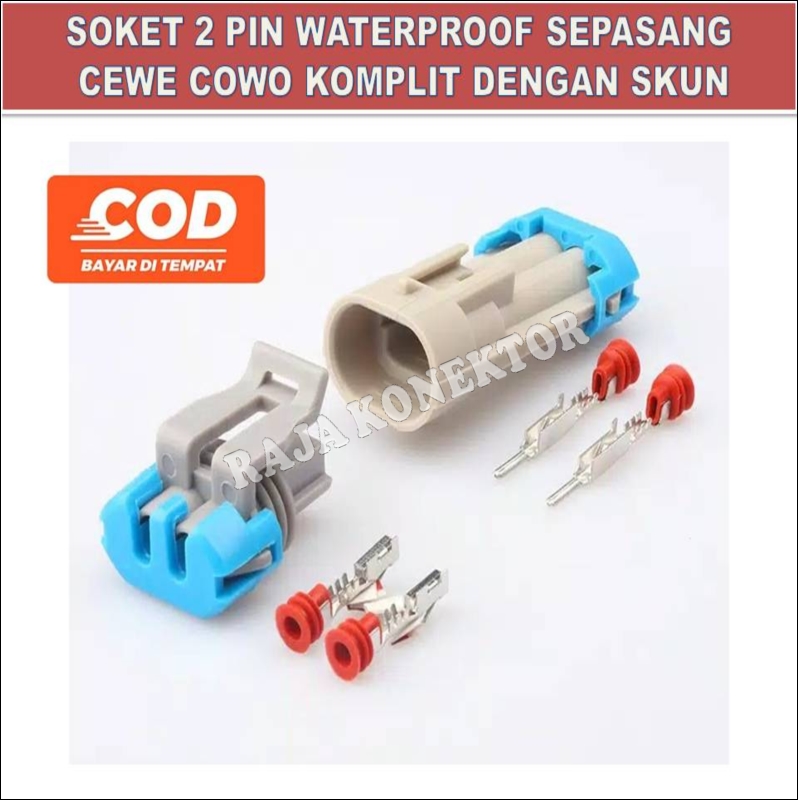 SOCKET SOKET CONNECTOR KONEKTOR KATUP JET ELEKTRIK MALE FEMALE 2 PIN ...