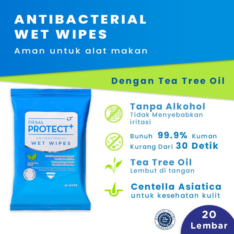 Prima Protect+ Antibacterial Wet Wipes 20" | Lazada Indonesia