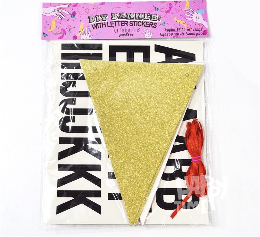 Banner diy ( 15 bendera + huruf ) / banner custom stiker huruf ...