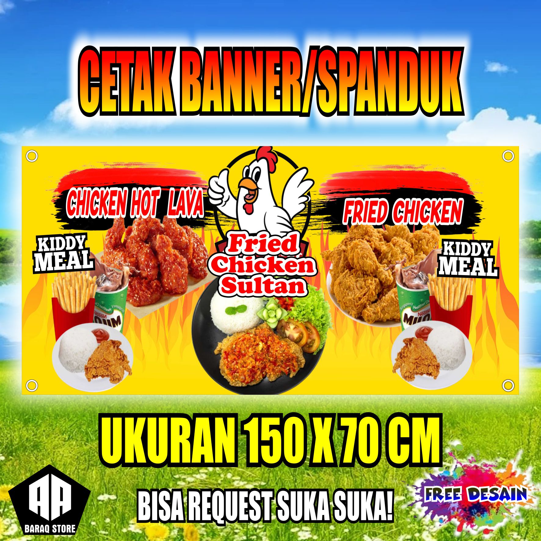 Cetak Banner Cetak Spanduk Ayam Geprek Sultan Ukuran 150X75 CM BISA ...