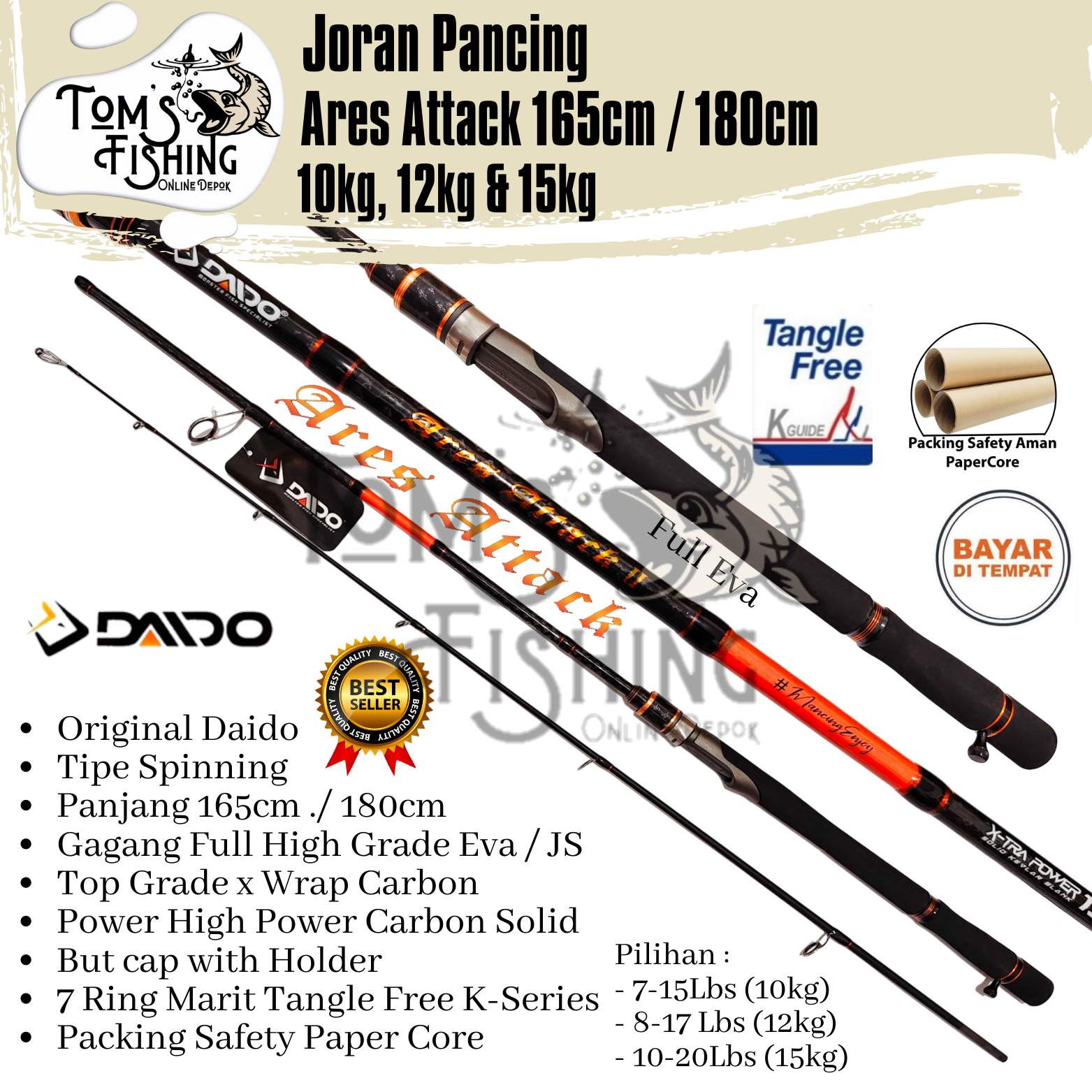 Joran Pancing Daido Ares Attack 165cm / 180cm Full / JS (10kg-15kg ...