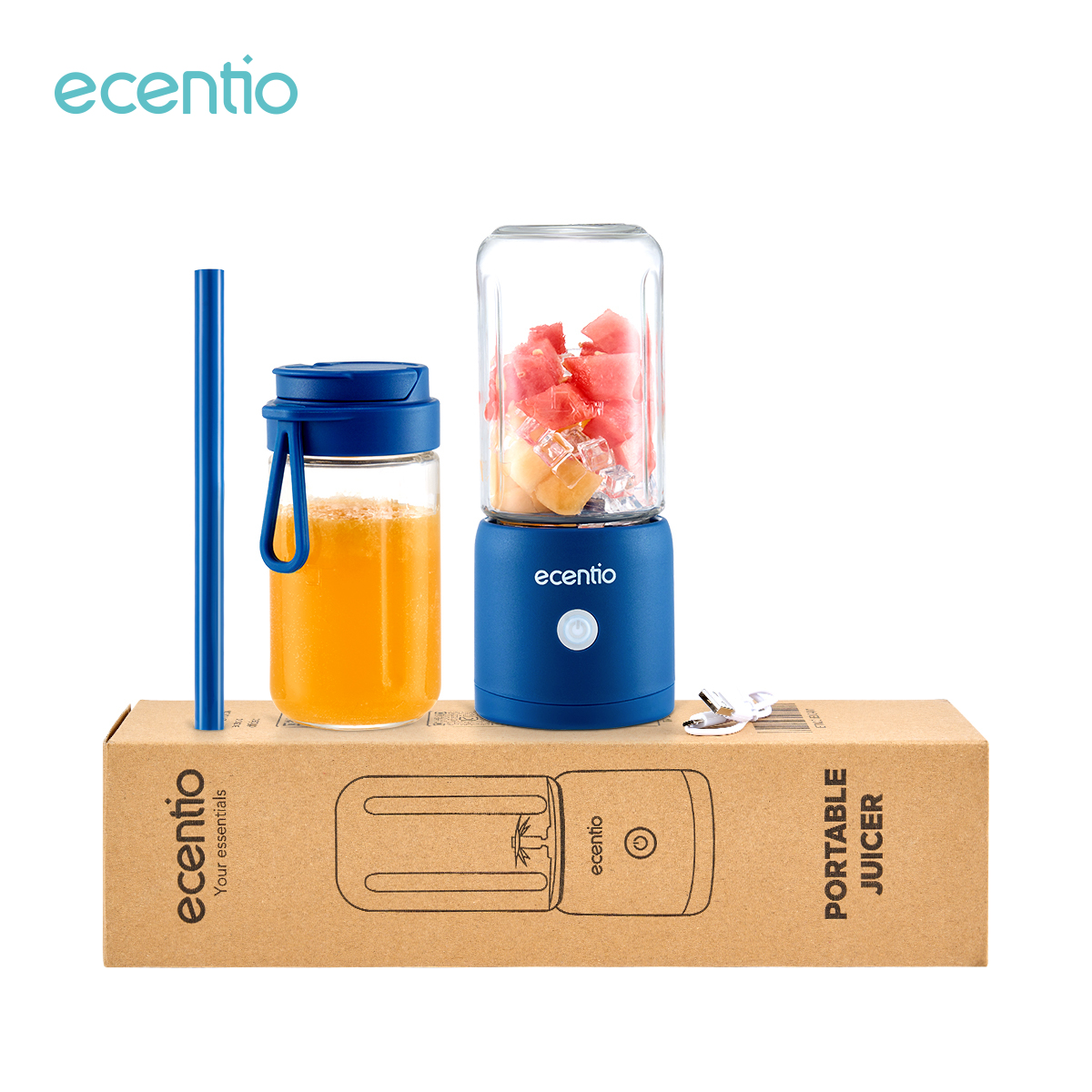 【40K voucher】【2 tabung】ecentio blender 10 pisau juicer Kaca Tebal 2 Cup mini portable dengan ...