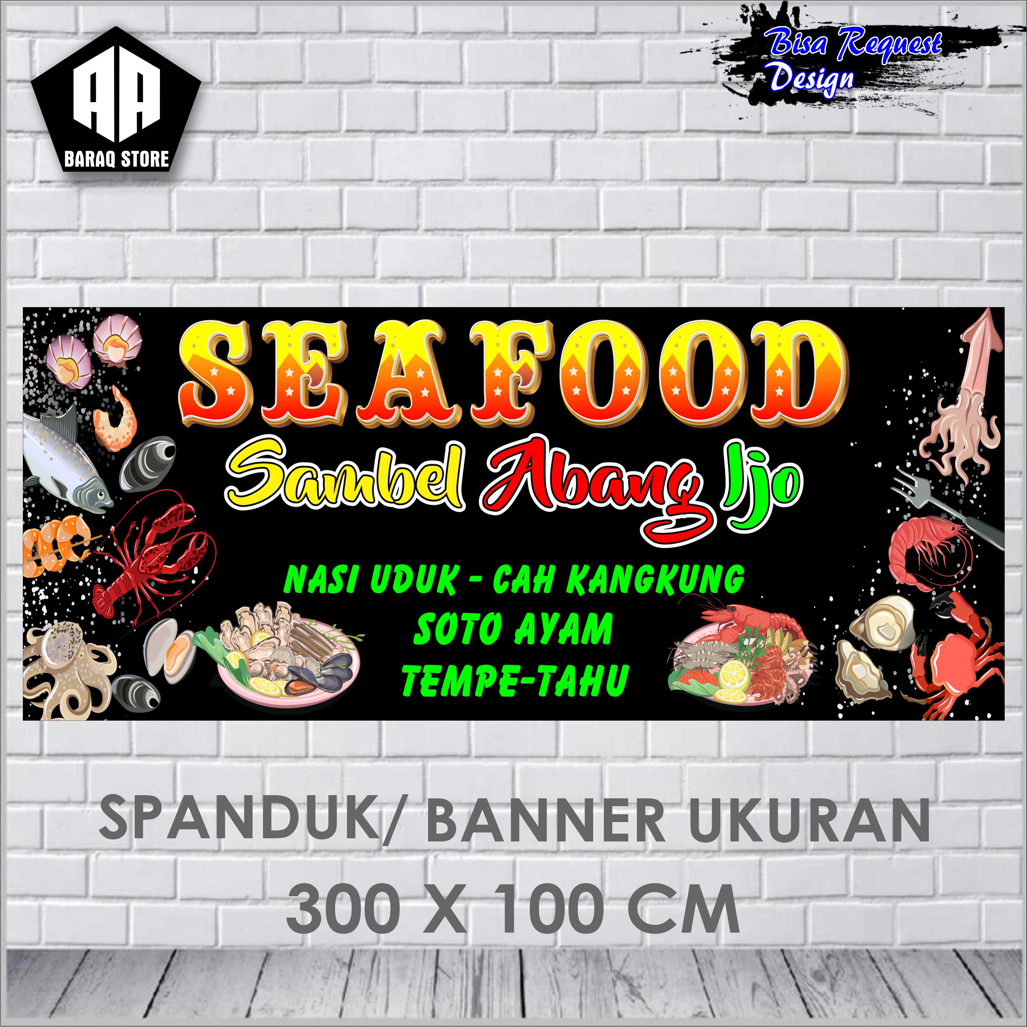 Cetak Banner Cetak Spanduk PECEL LELE SEAFOOD UKURAN 300X100 CM BISA ...