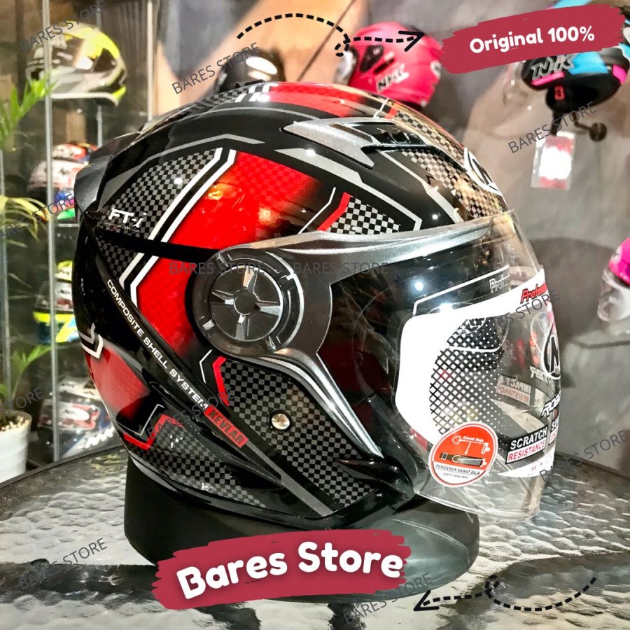 Helm Nhk Gladiator Fti Red Black Double Visor | Lazada Indonesia