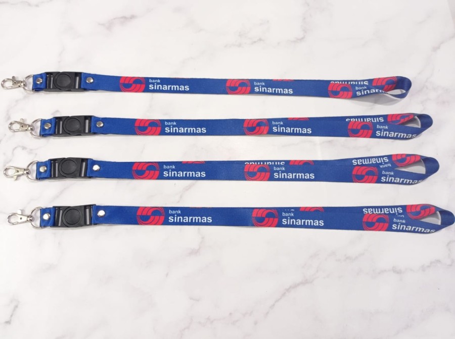 Lanyard Custom Bank Sinarmas Biru / Cetak Lanyard Full Colour Surabaya ...