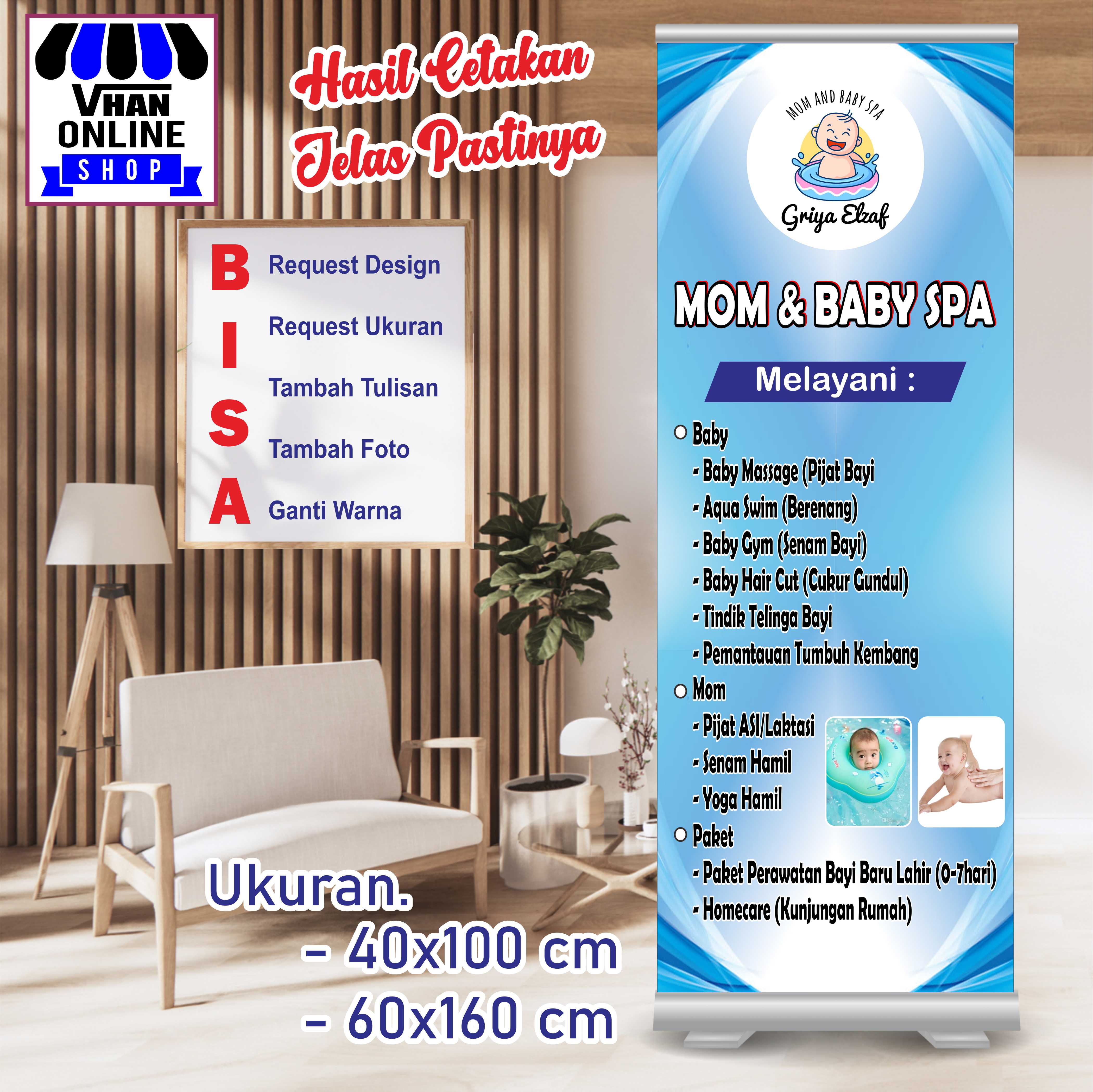 Custom Banner Spanduk MMT Pelayanan Mom dan Baby Spa atau Pelayanan ...