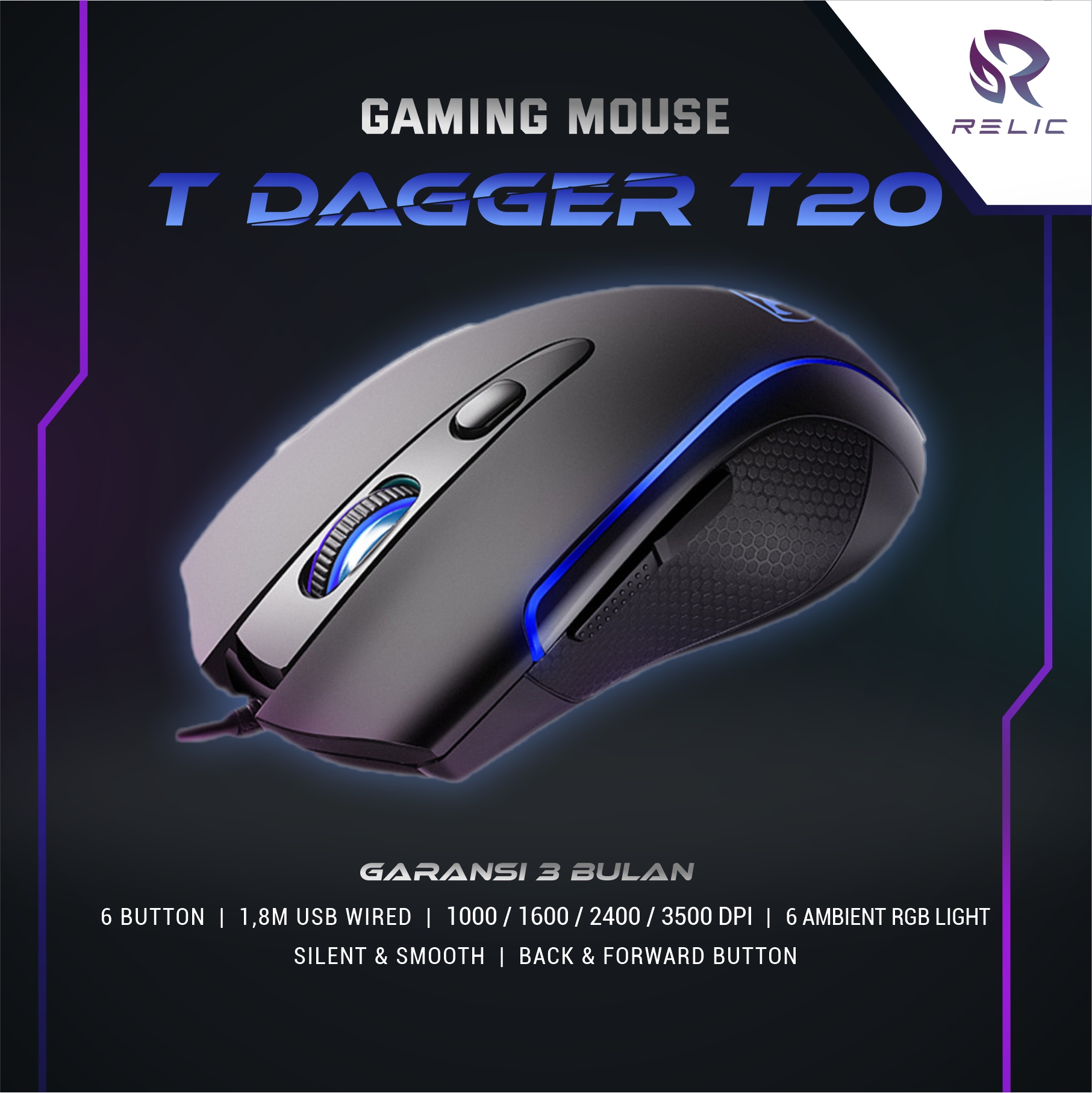Mouse Optical Gaming Laptop RGB 7 Buttons 3500DPI USB Ergonomis - Relic ...