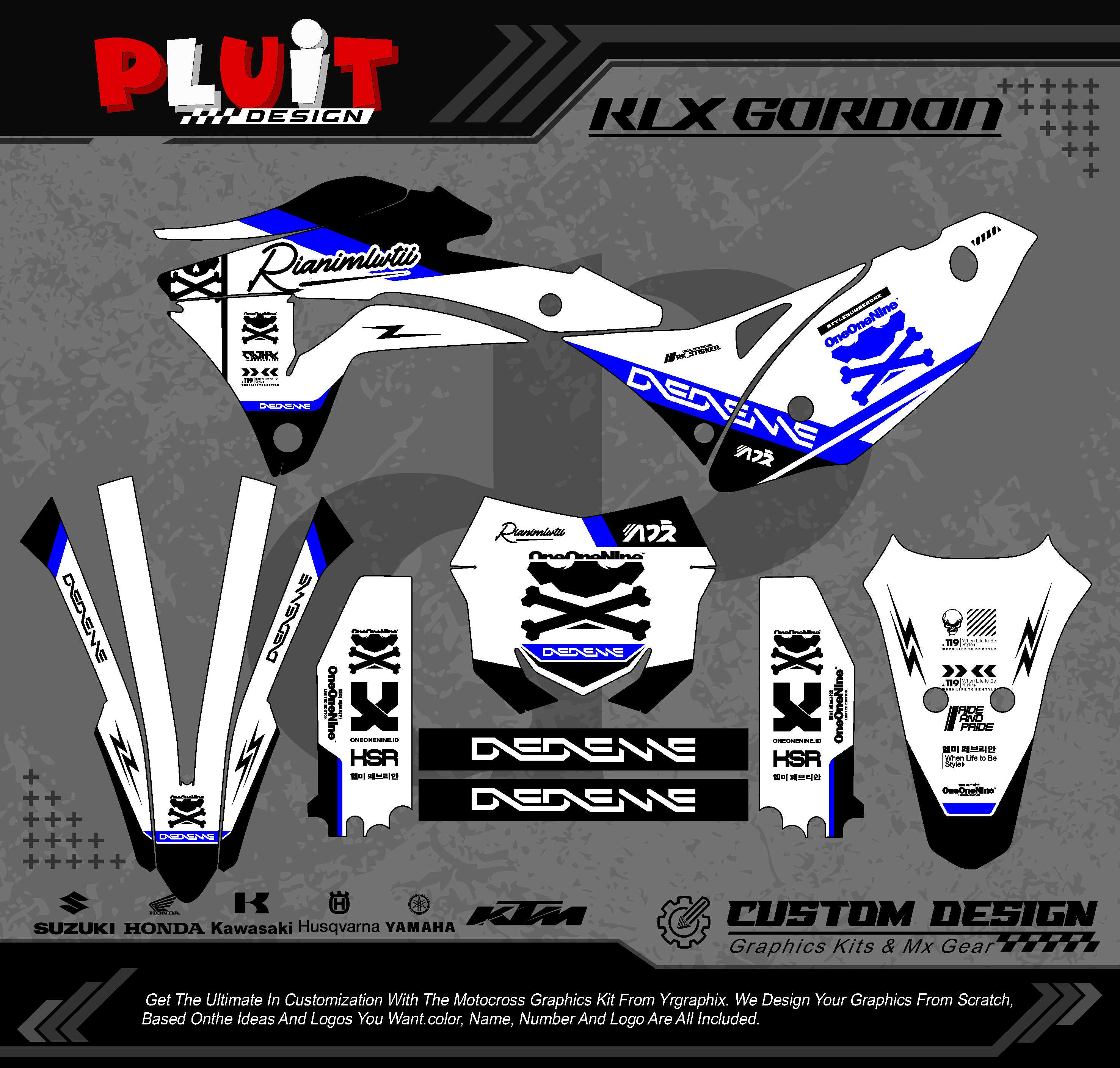 DECAL STICKER KLX GORDON FULL BODY DECAL GORDON DECAL GORDON DECAL ...