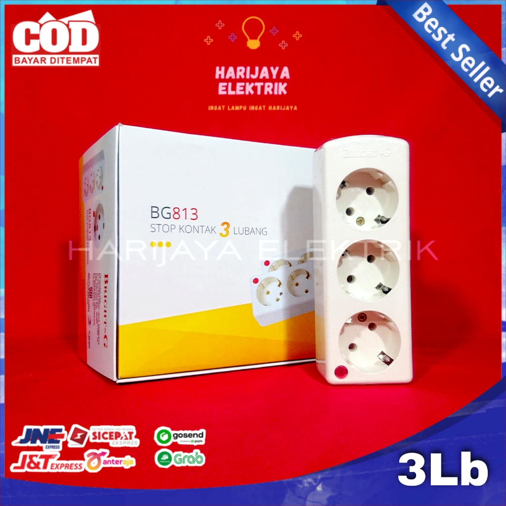 BRIGHT-G STOP KONTAK ARDE 3 LUBANG BG811 LED INDIKATOR COLOKAN LISTRIK | Lazada Indonesia
