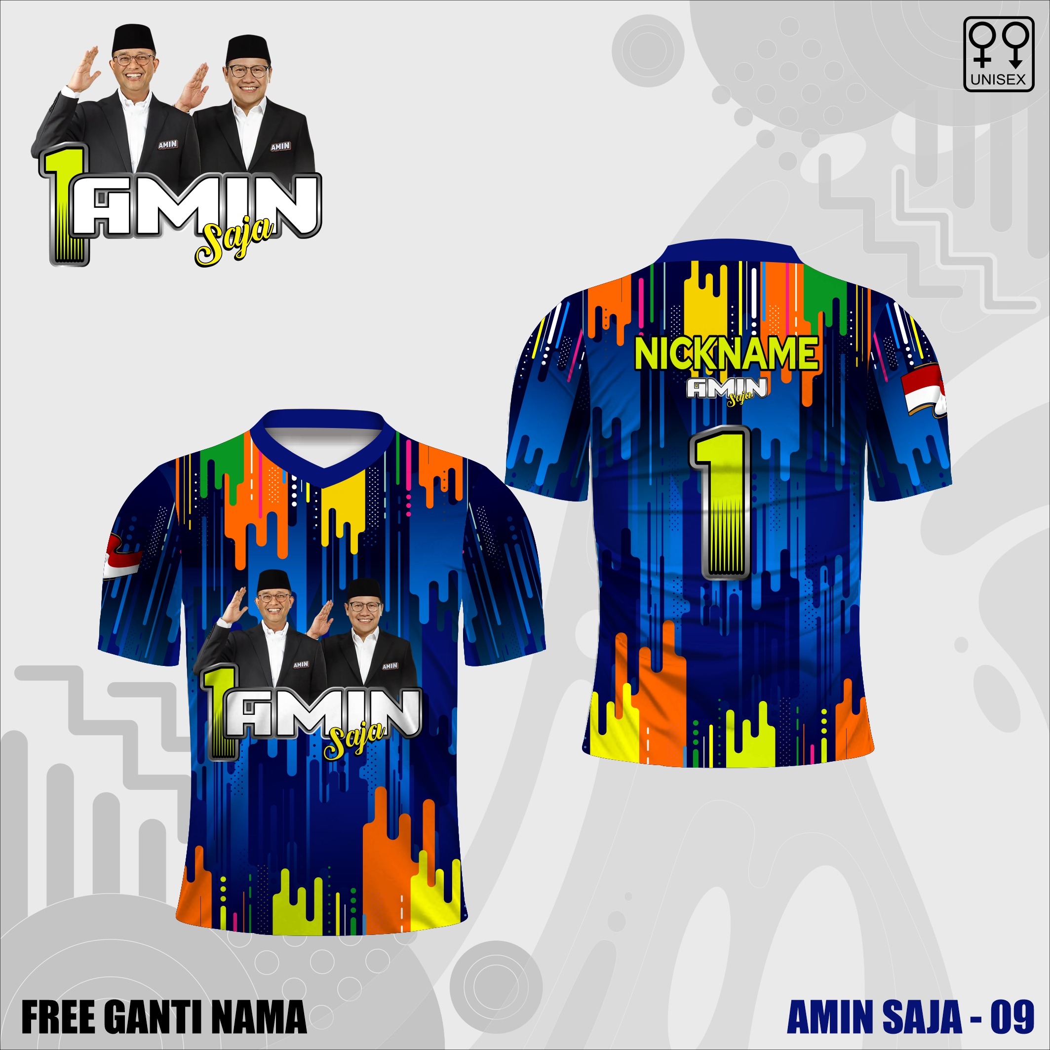 baju anies amin kaos jersey pemilu capres no 1 amin saja 2024 | Lazada ...