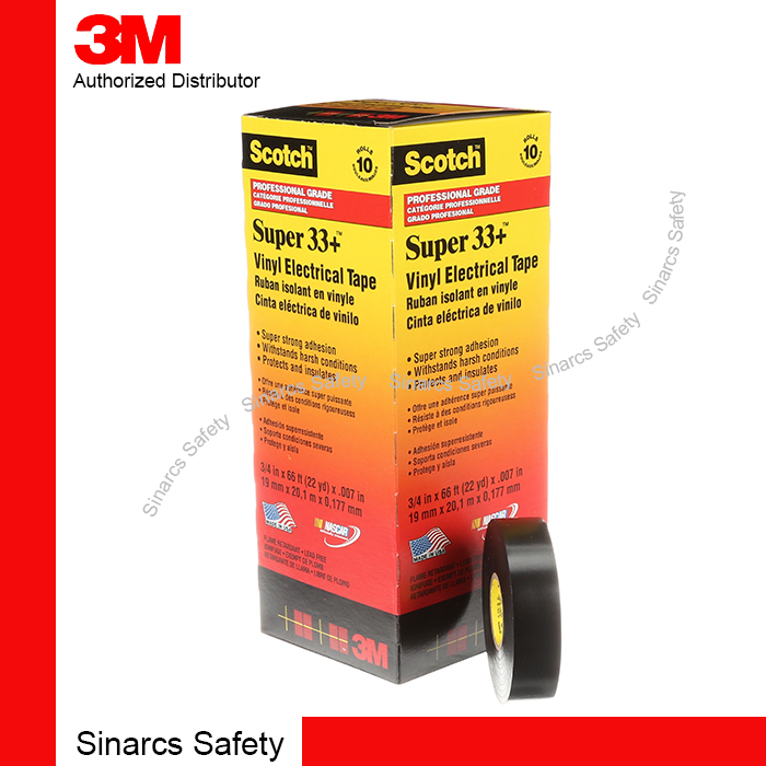 3M Scotch Super 33+™ Vinyl Electrical Tape 3/4 inch x 66 ft - Hitam ...