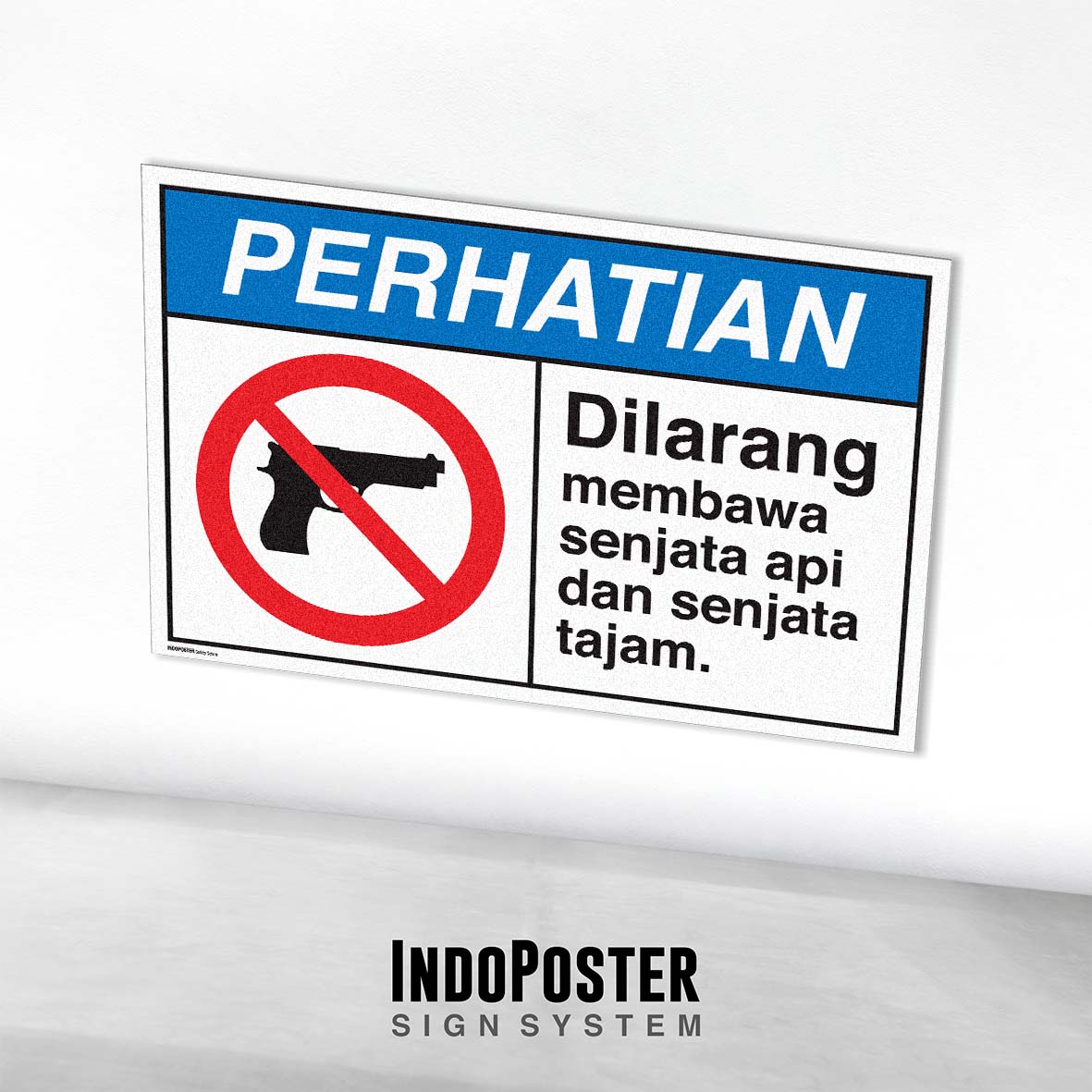 Stiker Safety Sign Rambu K3 Perhatian Dilarang Membawa Pistol | Lazada ...