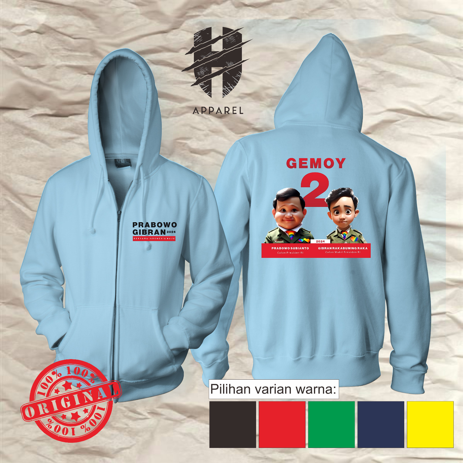 JAKET HOODIE ZIPPER PRABOWO GIBRAN GEMOY 2-SWEATER ZIPPER PRABOWO ...