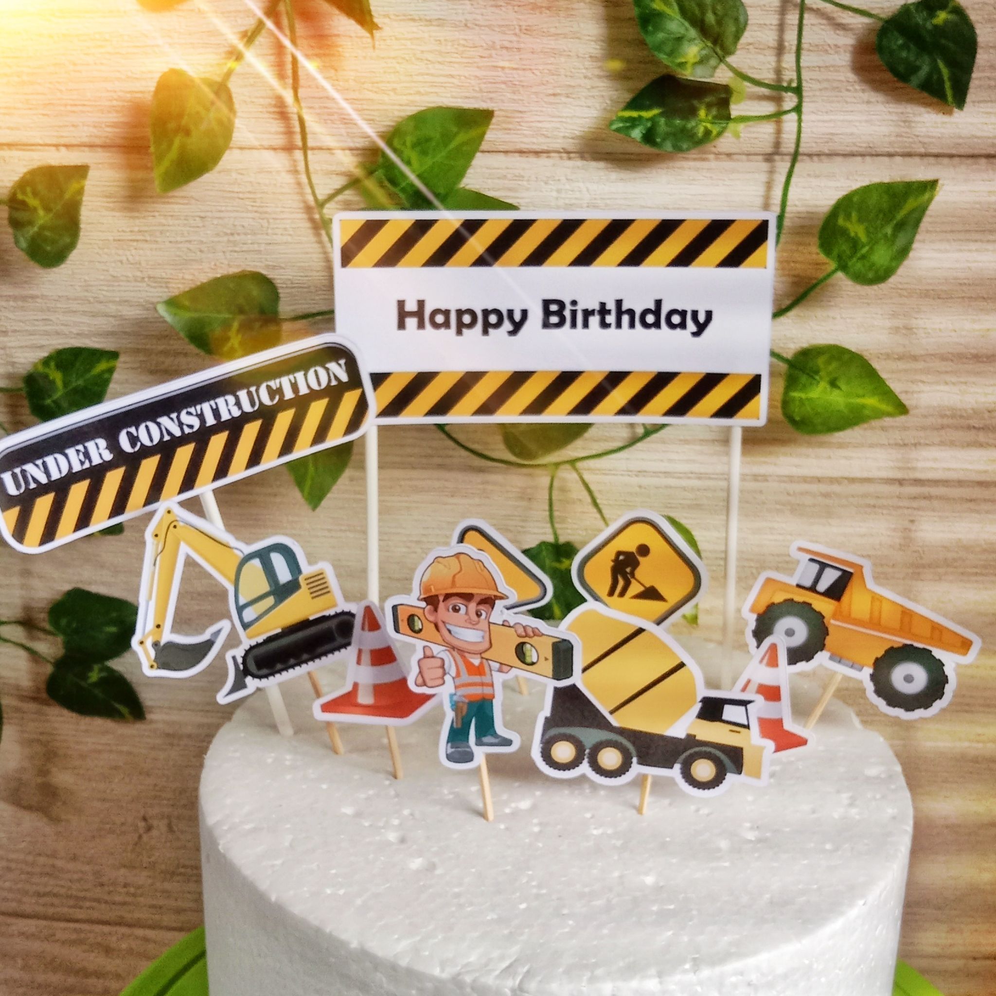 Topper Kue Custom Nama Karakter Mobil Konstruksi / Ekskavator / Beko ...