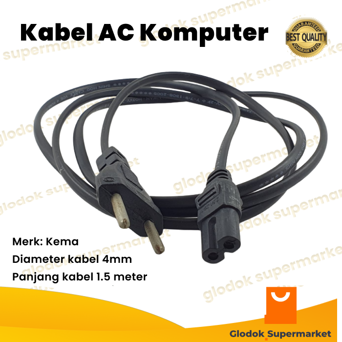 Kabel AC Komputer Power CPU Jack Angka 8 Panjang 1.5 meter Kema | Lazada Indonesia