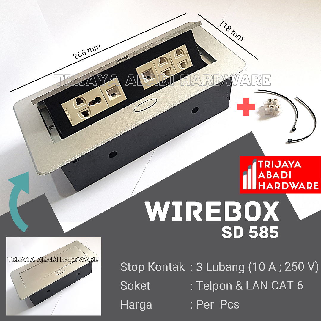 Wire Box SD 585 Stop Kontak Tanam 3 Lubang Meja / Lantai LAN Telpon ...
