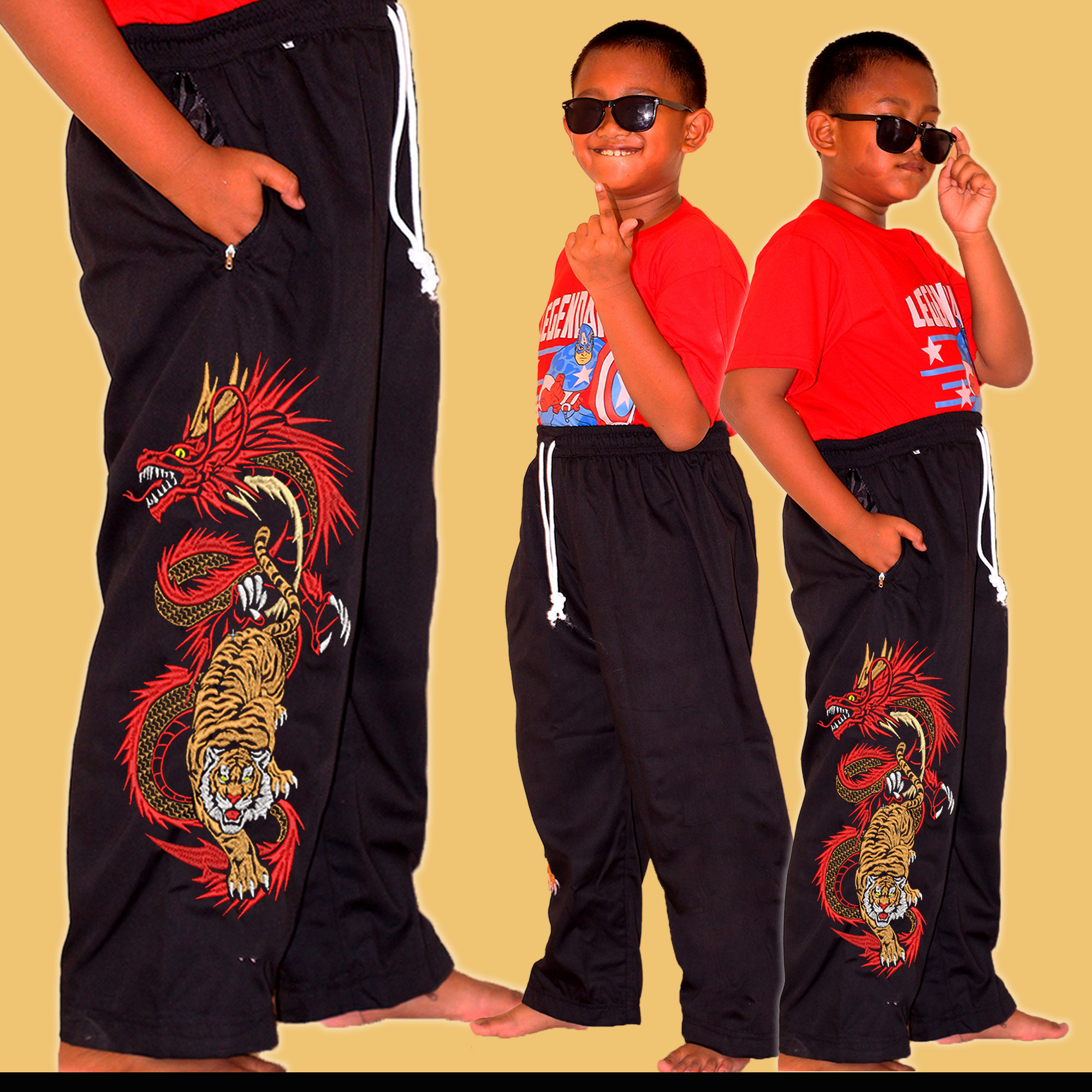 CELANA KOMPRANG BORDIR HARIMAU-NAGA CA 72 PANGSI SILAT BELADIRI ANAK ...