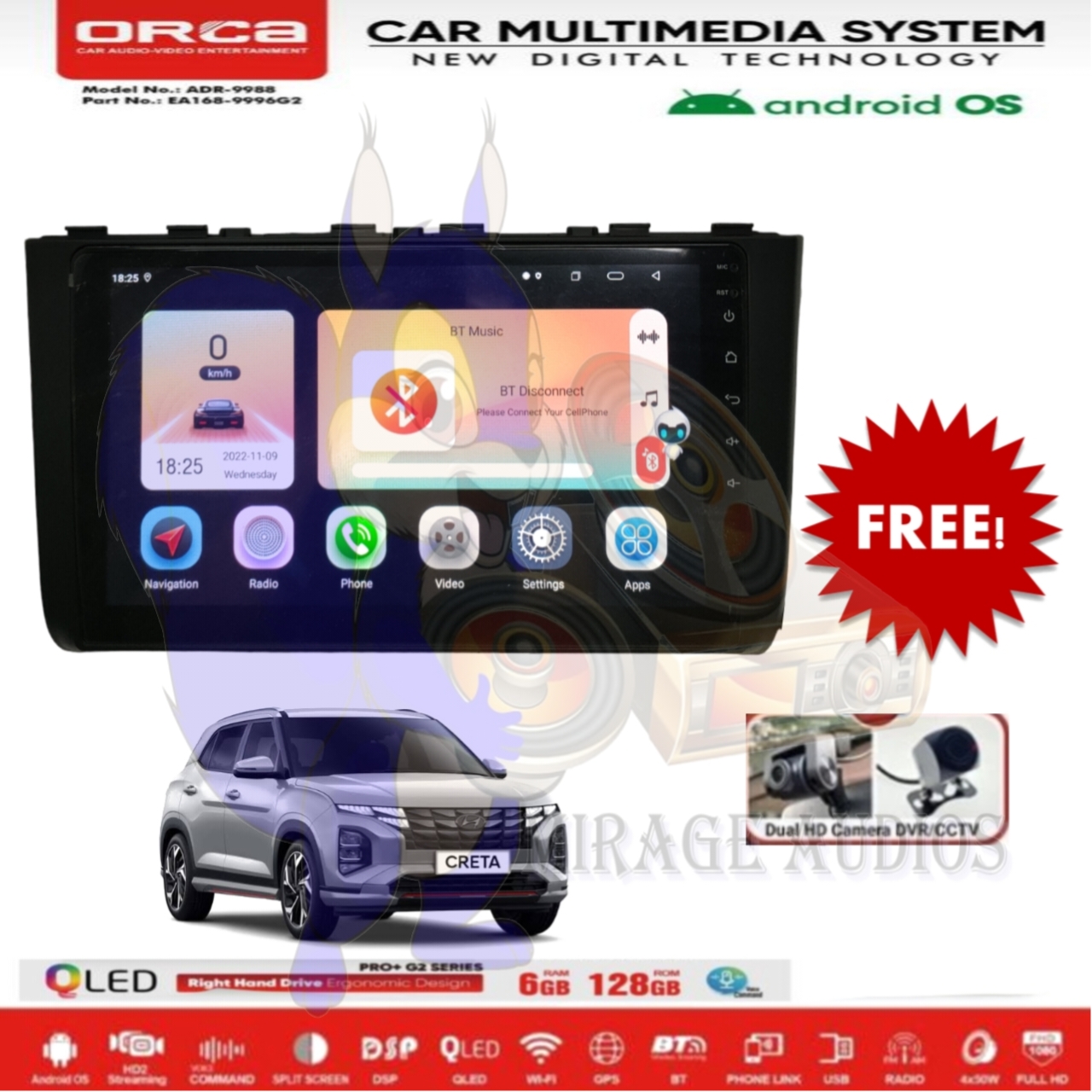 Head unit Android Orca Pro Plus For Hyundai Creta 2022 up 10 inch PNP ...