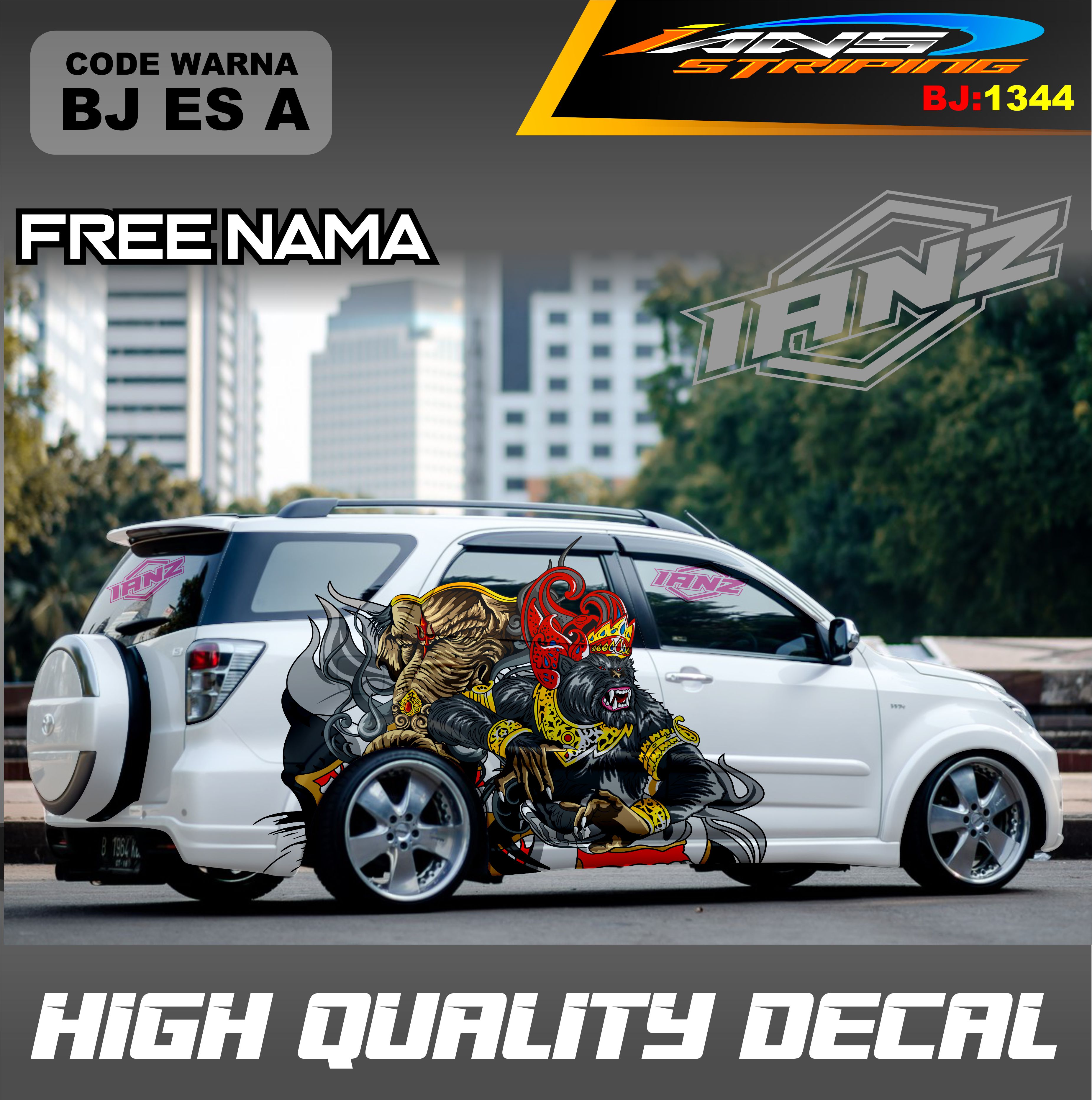 DECAL STICKER ANOMAN TERIOS / STIKER MOBIL DESAIN TERBARU / DECAL ...
