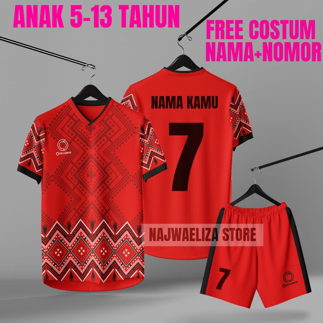 FREE REQUES NAMA NOMOR PUNGGUNG JERSEY ANAK - ANAK UKURAN 5 SAMPAI 13 ...