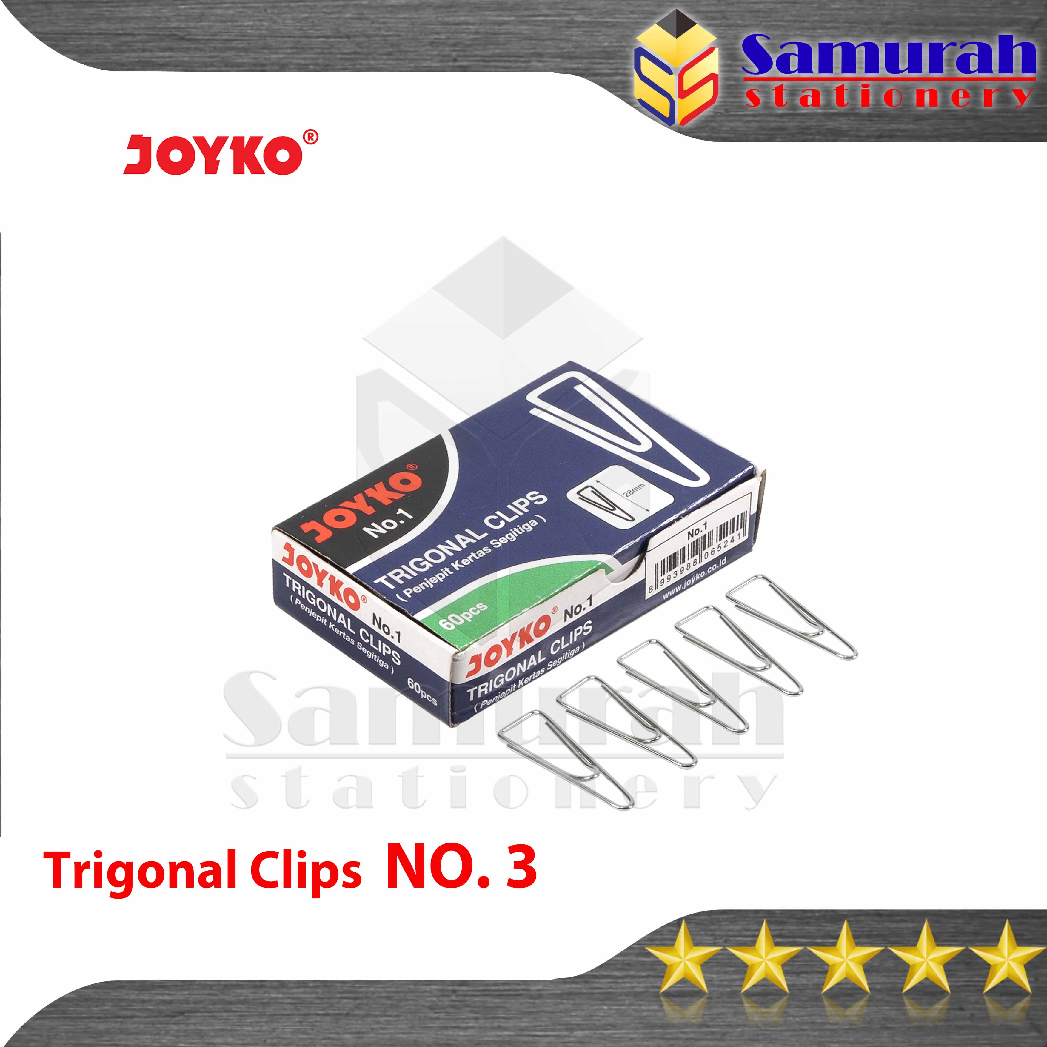 Trigonal Paper Clips No 3 Joyko Per Box isi 10 pak @ 60 pcs / Clip ...
