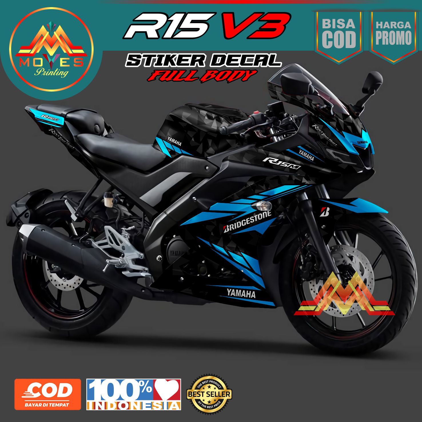 ⭐⭐⭐⭐⭐Sticker Striping Full Body Decal Yamaha R15 V3, Sticker Decal R15 ...