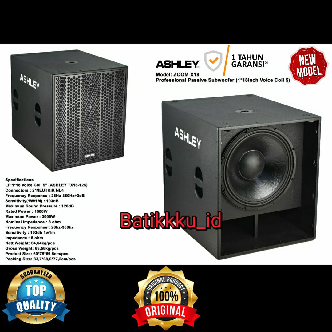 [ORIGINAL] SUBWOOFER PASIF ASHLEY ZOOM X18 ZOOMX18 ZOOM X 18 ORIGINAL ...