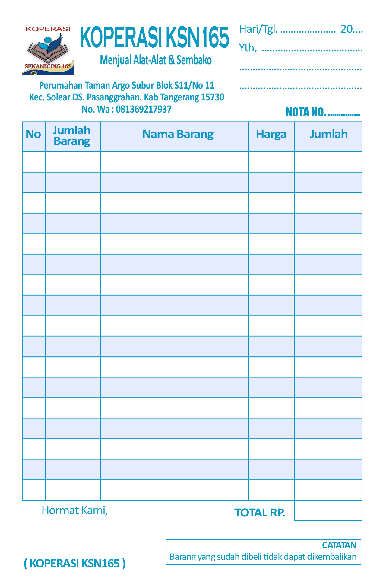 NOTA CUSTOM 1 RANGKAP 1/4 FOLIO / NOTA OLSHOP NAMA SENDIRI 1 PLY (MIN 4 ...