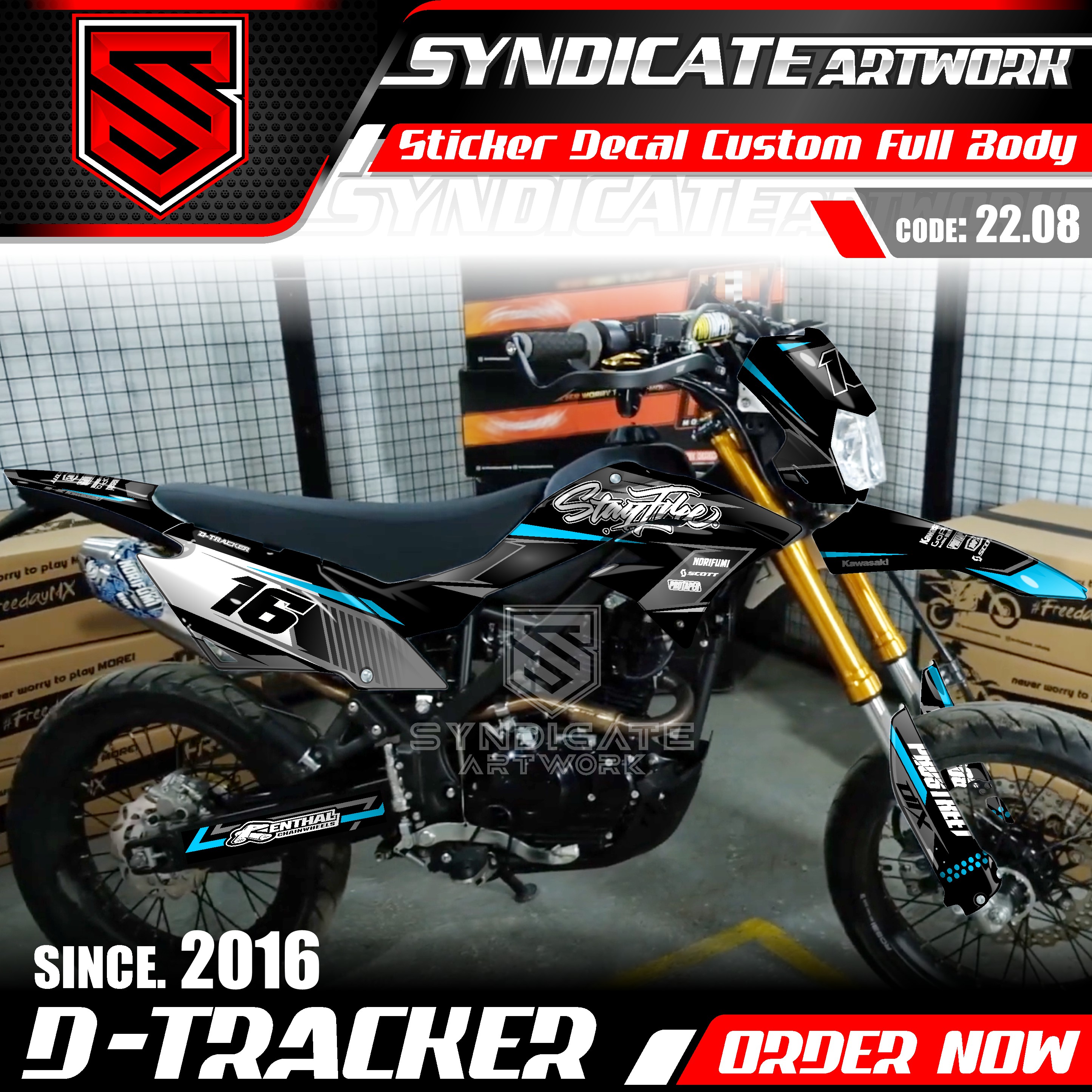 Decal Stiker Motor Kawasaki KLX Dtracker 150 SE Full Body Supermoto ...