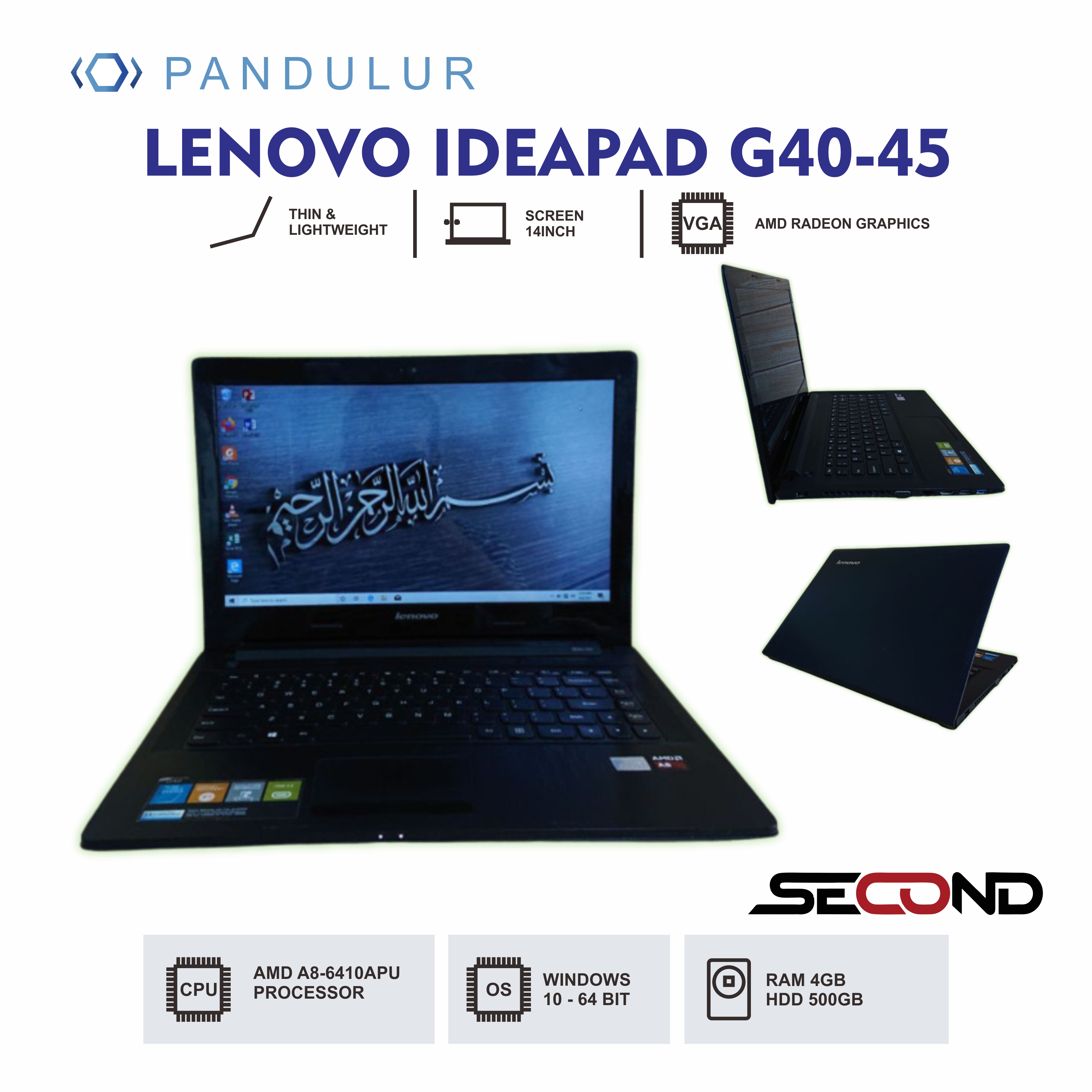 LENOVO Ideapad G40-45 ALL SERIES AMD RAM 4GB HDD 500GB Second | Lazada ...