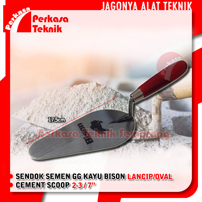 BISON Sendok Semen Lancip 7 inch Gagang Kayu Merah Sekop Cetok Cement ...