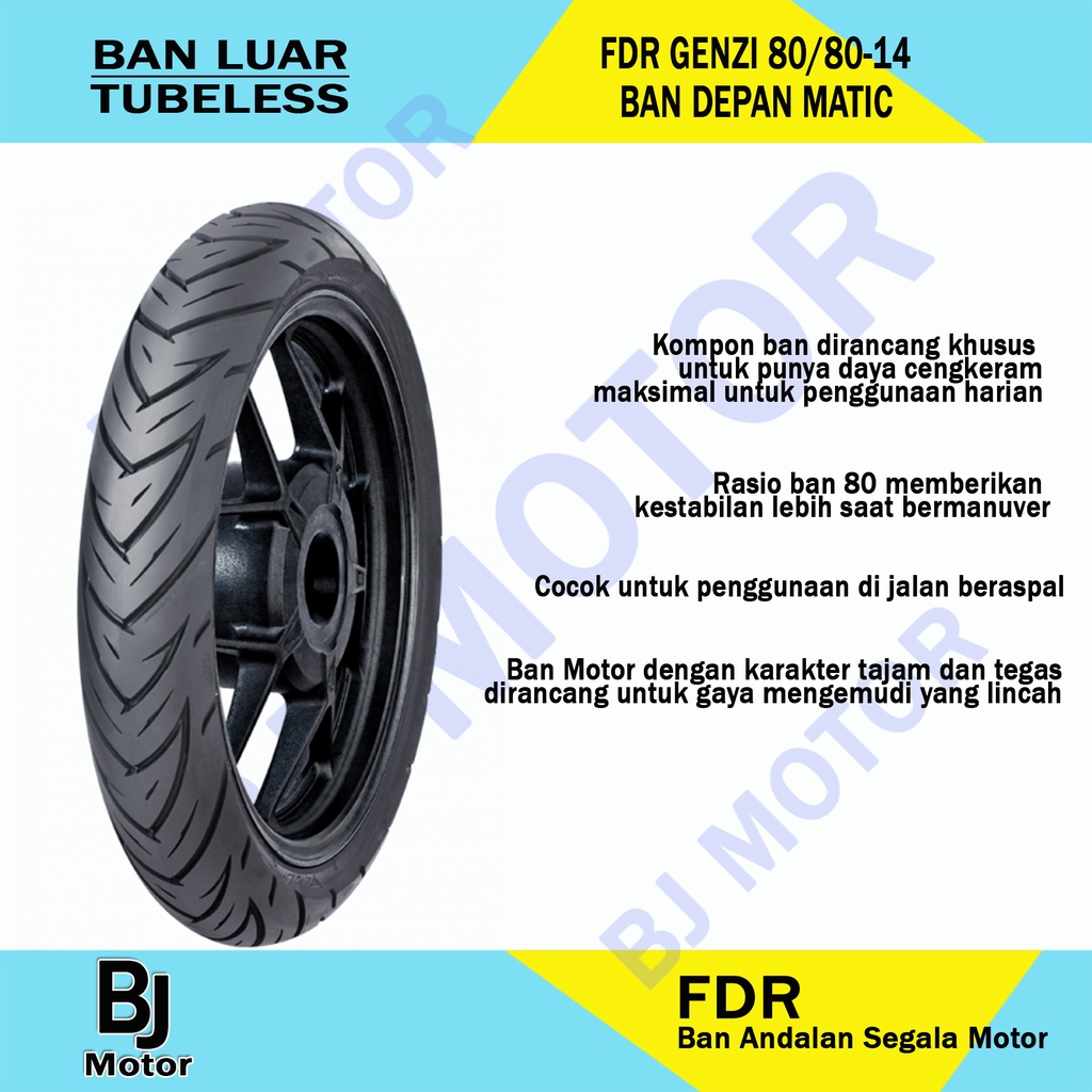 BAN LUAR MATIC FDR TUBELESS TUBE LESS TUBLES BEAT VARIO MIO 80/80-14 ...