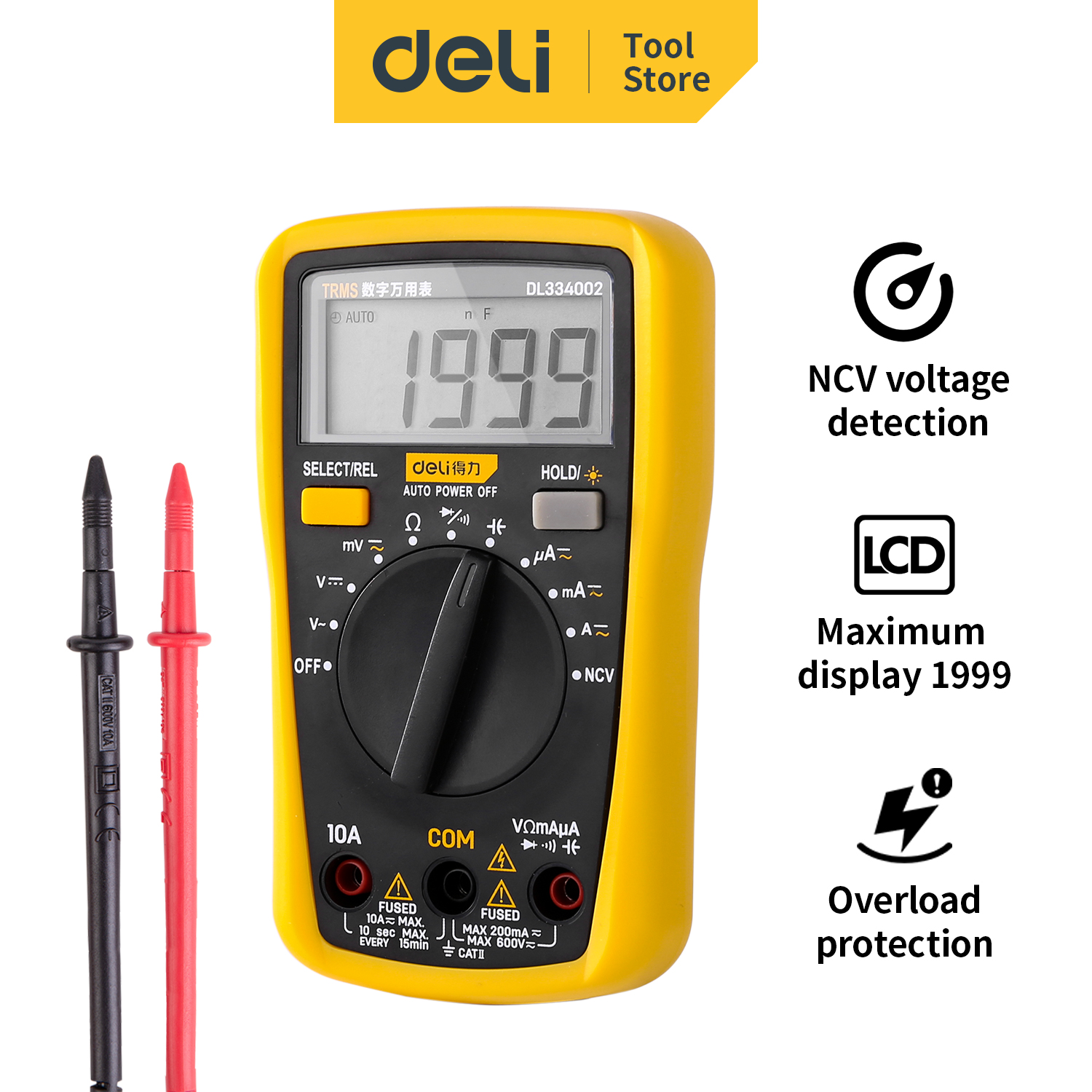 Deli Multimeters /Alat Ukur Arus Listrik Digital 600 V Ukuran Mini ...
