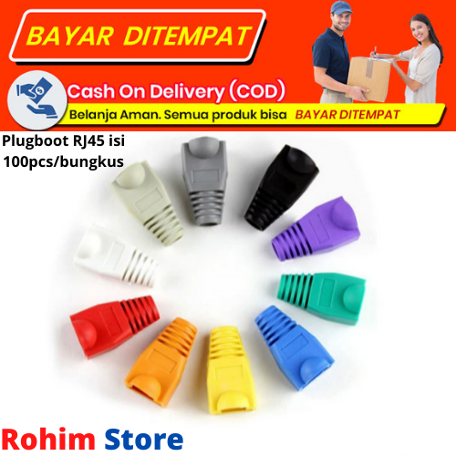 PLUGBOOT Isi 100 Pcs/Karet Konektor UTP RJ45/Plug Boot/Pelindung RJ45 ...
