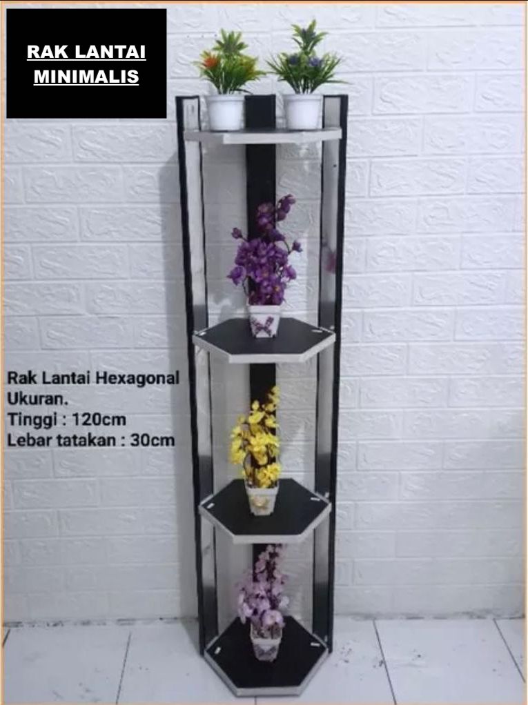 Rak Paling Laku Rak Pajang Hexagonal 4 Tingkat Rak Pajang Bunga Rak Lantai Rak Hias