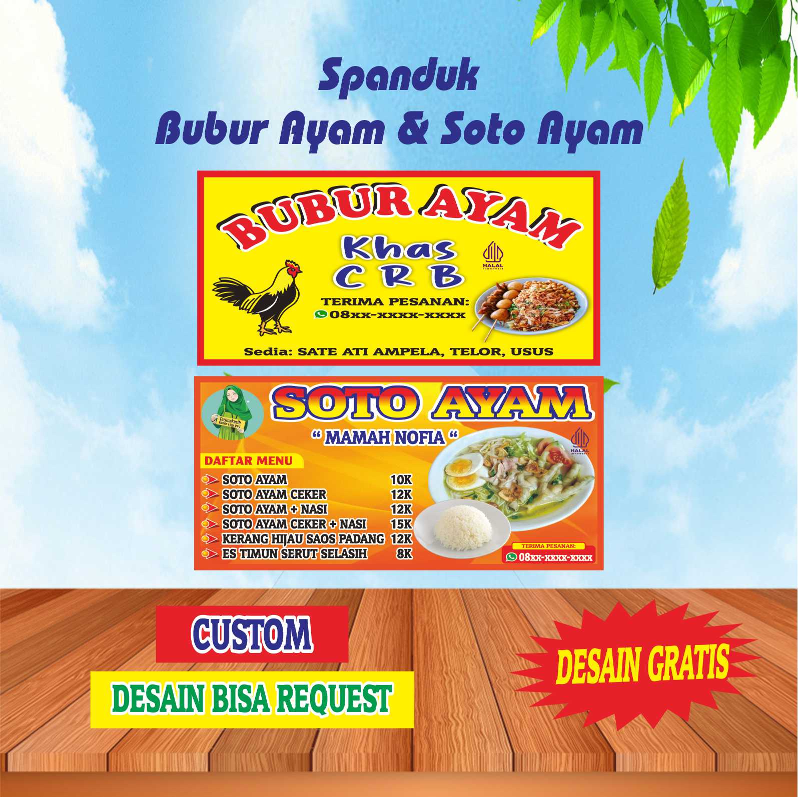 Spanduk Banner Soto Ayam Bubur Ayam Bisa Request Desain Custom | Lazada ...