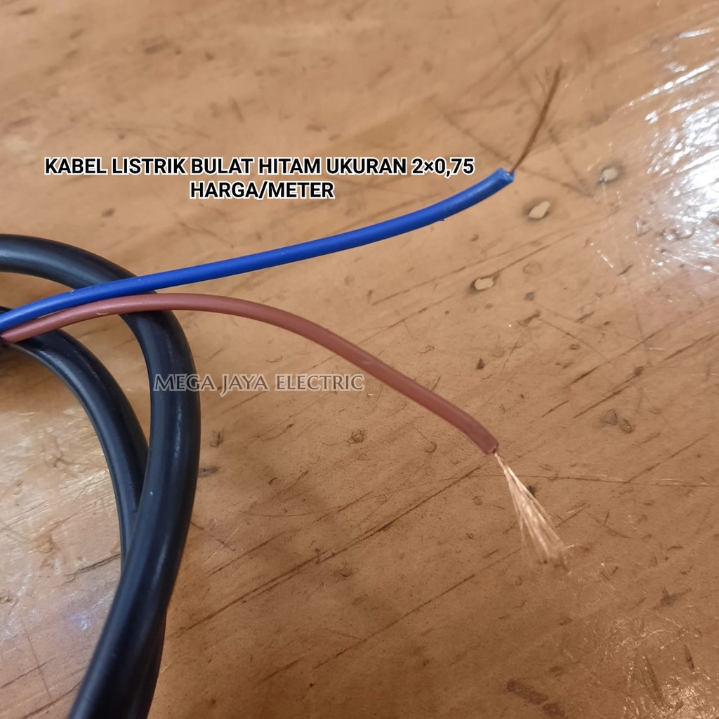 KABEL LISTRIK BULAT HITAM UKURAN 2×0,75 HARGA/METER | Lazada Indonesia