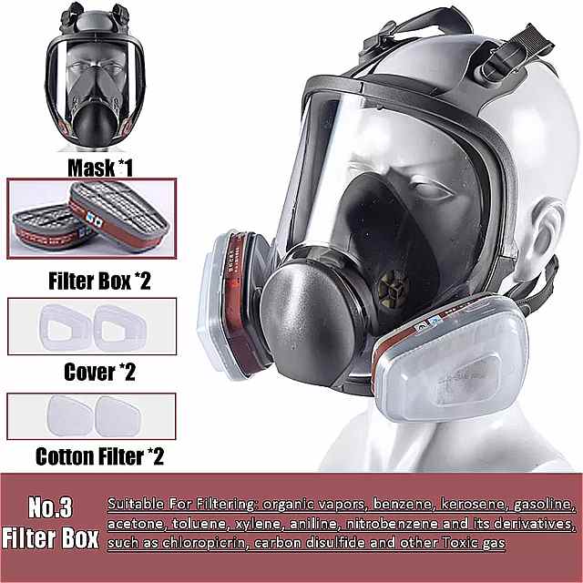 Masker Gas Organik Full Face Respirator Keren dengan Filter Safety Mask ...